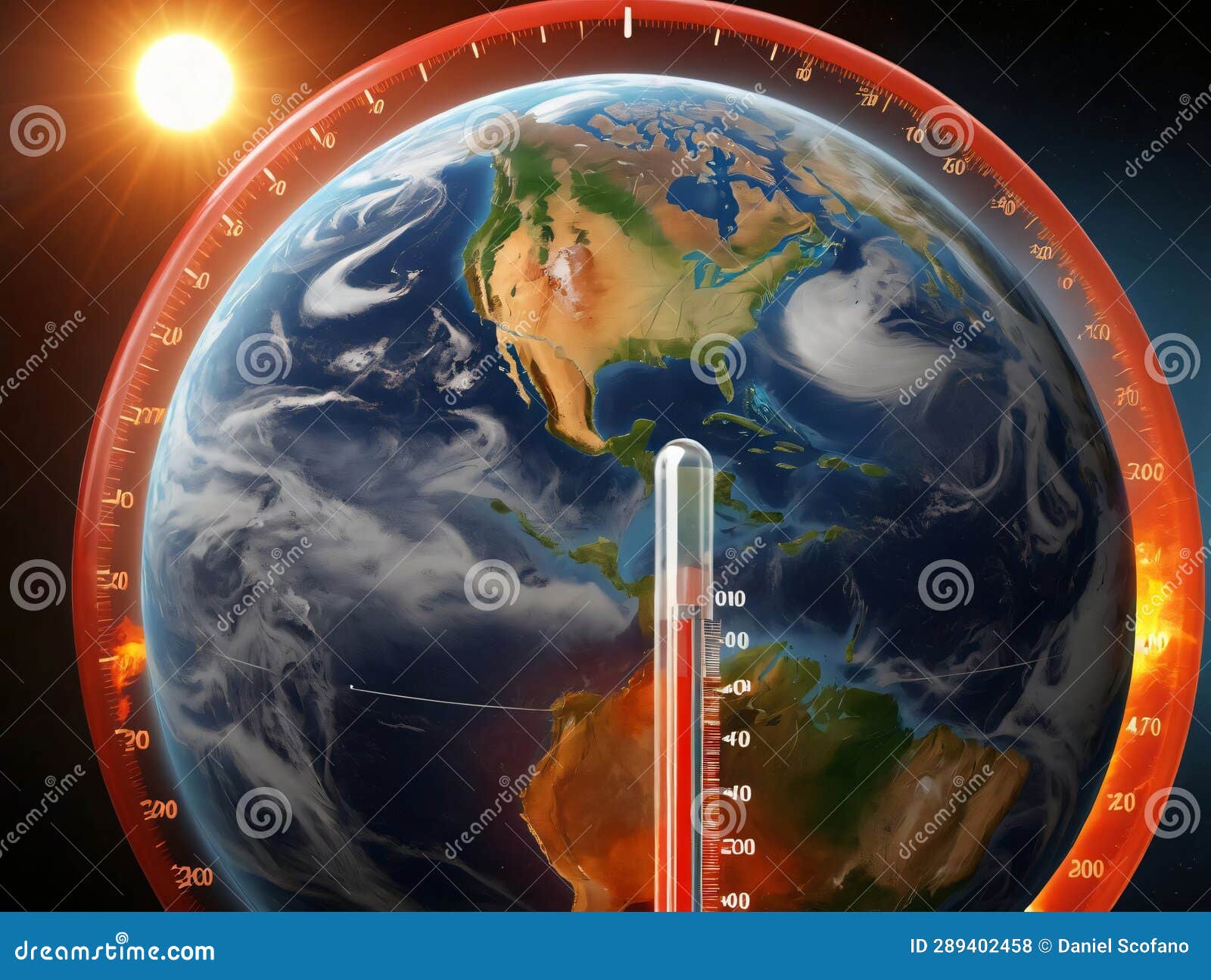 A Thermometer Showing the Temperature of the Earth. Generative AI Stock ...