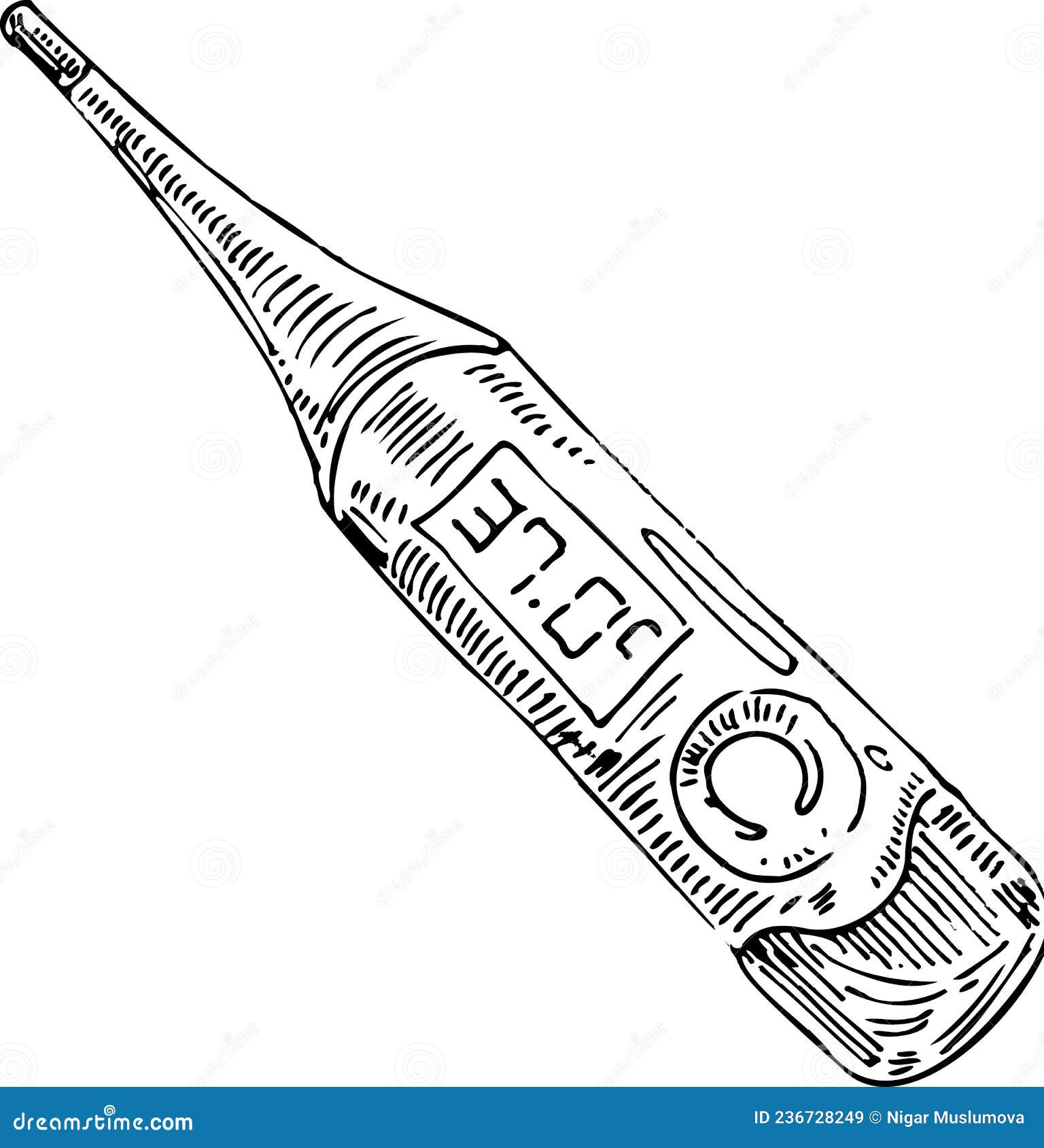 Thermometer Shows a High Temperature of 37 Degrees Sketch Vector ...