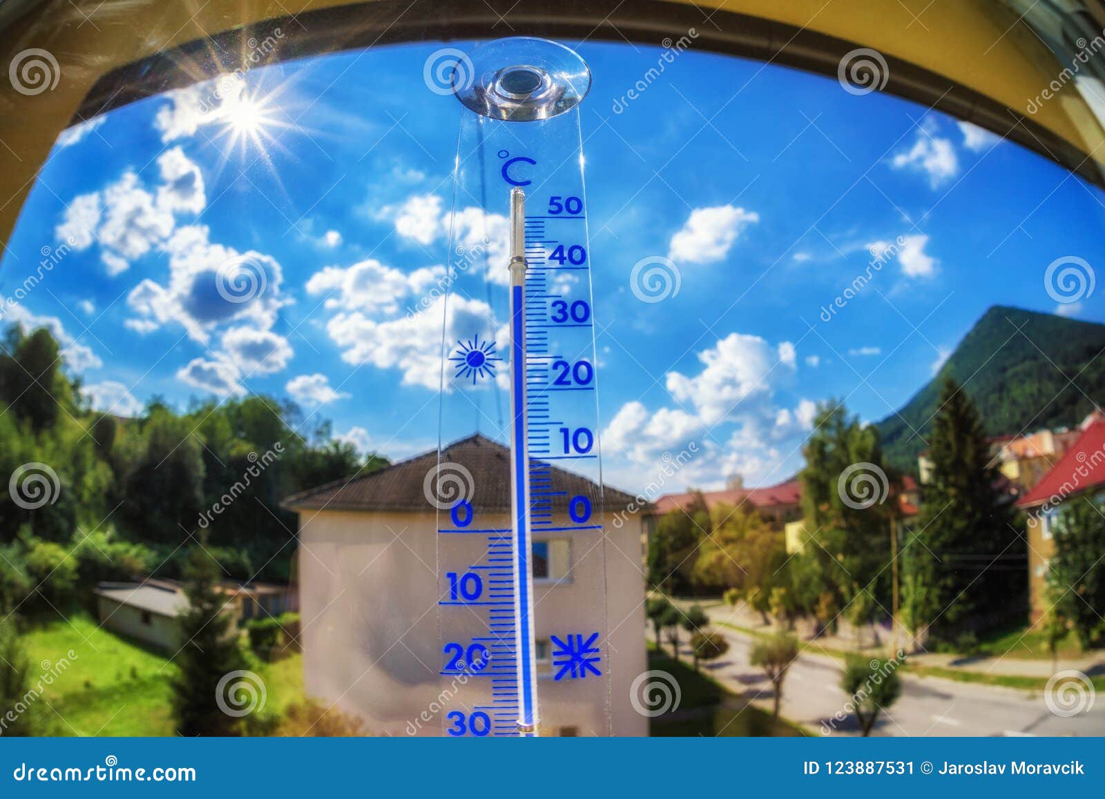 Thermometer Shows High Temperature Stock Image - Image of clouds ...