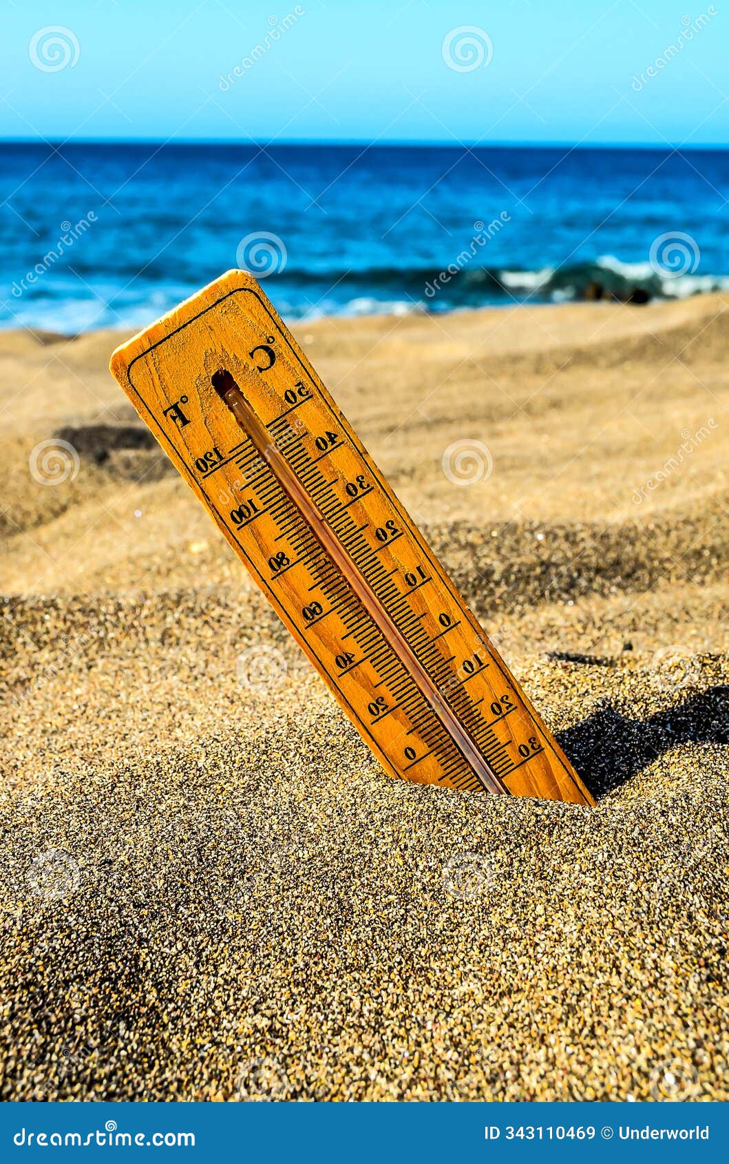 A Thermometer is Sitting in the Sand on a Beach Stock Image - Image of ...