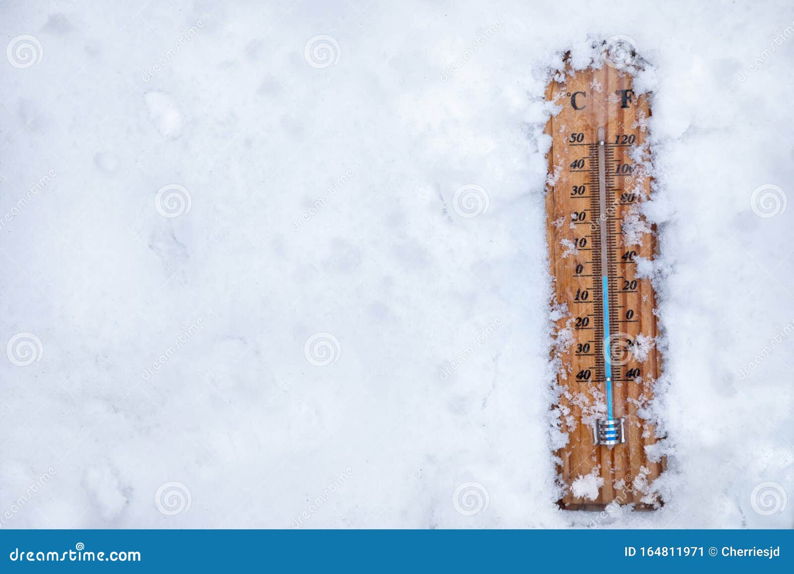 Thermometer in the snow stock image. Image of copy, people - 164811971