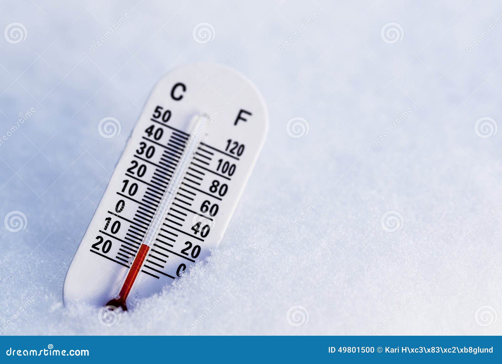 Thermometer in the snow stock photo. Image of season - 49801500