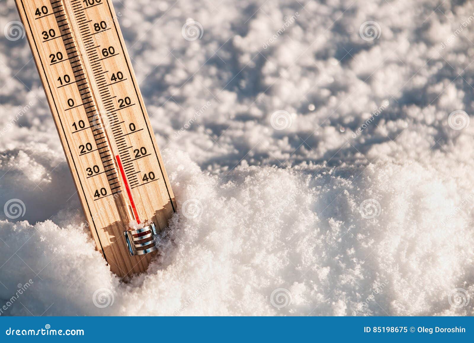 Thermometer in the Snow with Freezing Temperatures Stock Image - Image ...