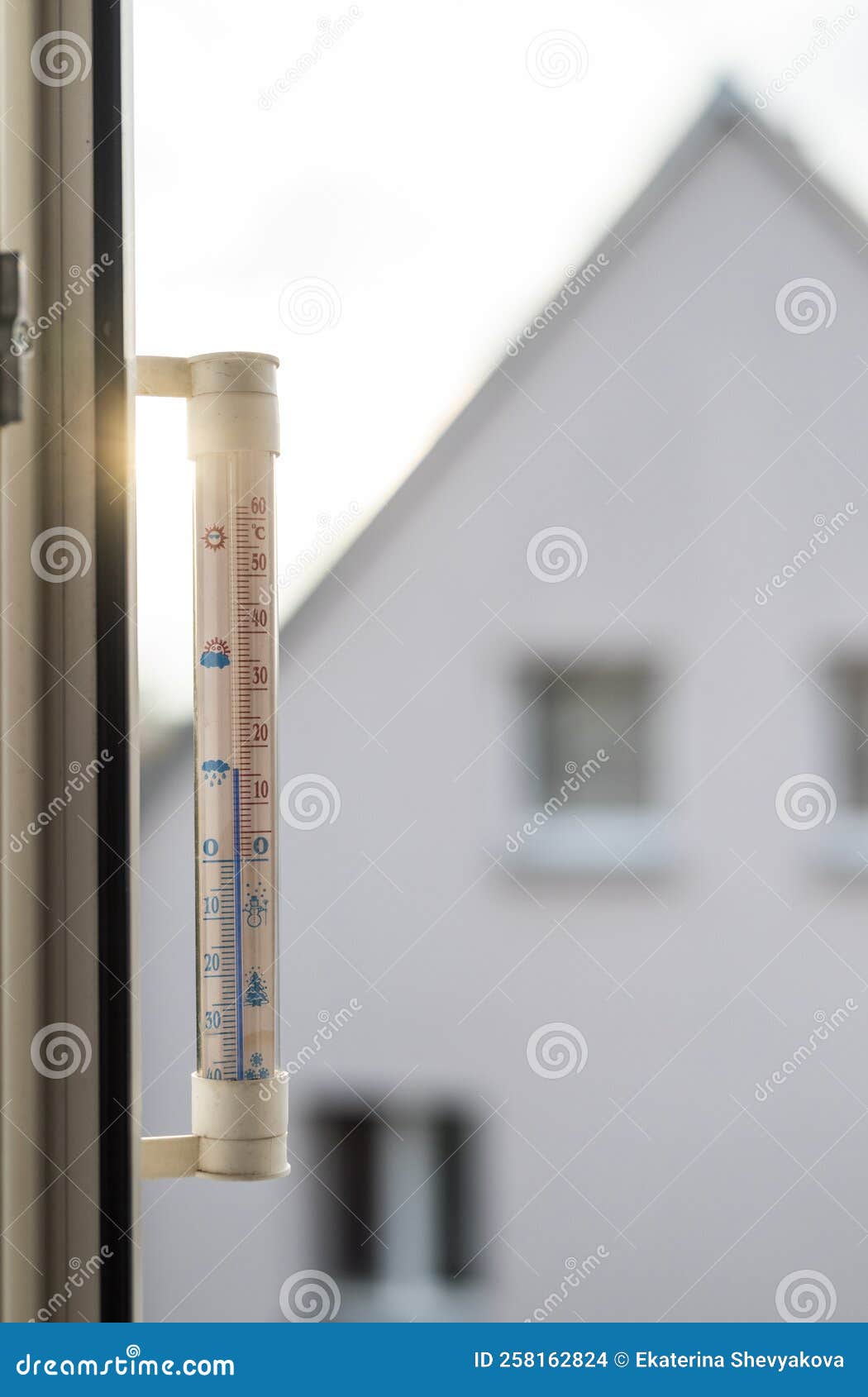 Thermometer on the Street on the Window Shows the Temperature Stock ...