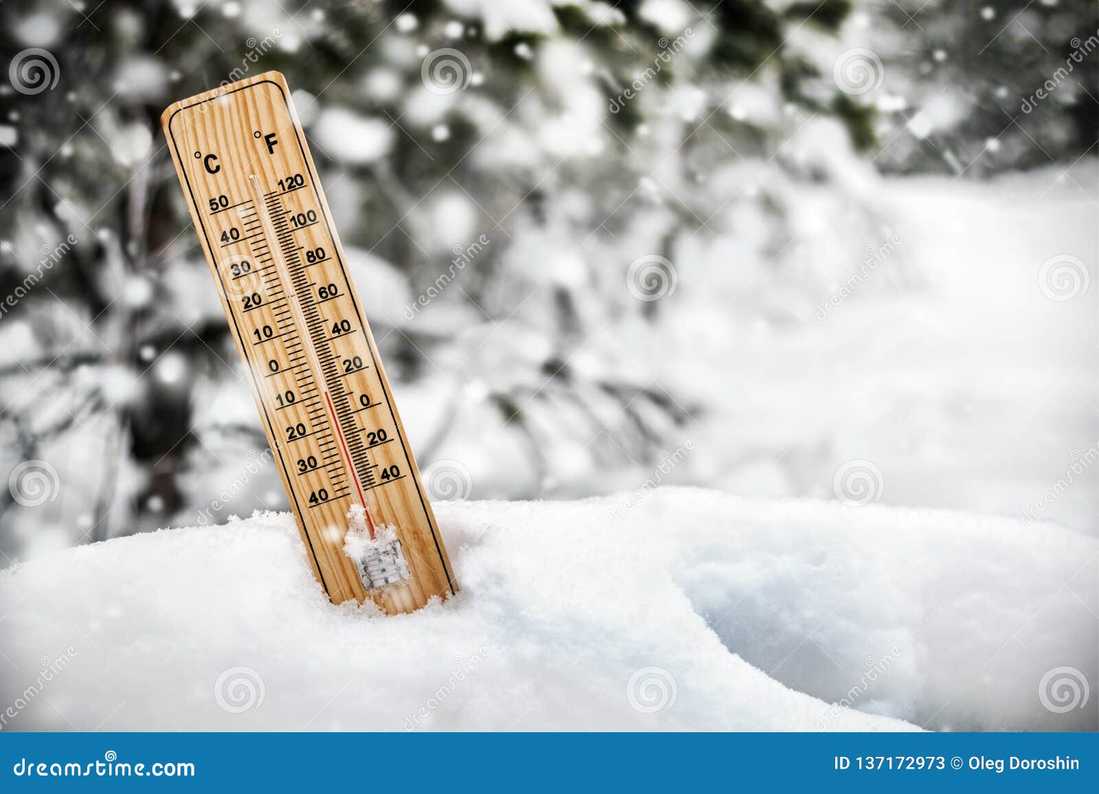 Thermometer with Sub-zero Temperatures Sticking Out Stock Image - Image ...