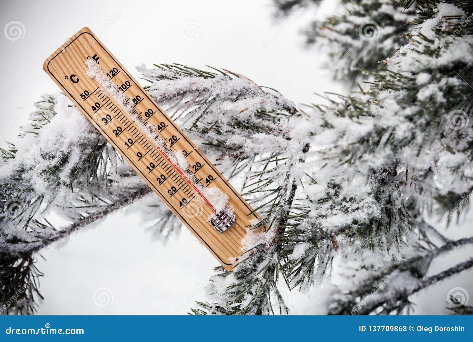 Thermometer with Subzero Temperature Stuck in the Snow Stock Photo ...
