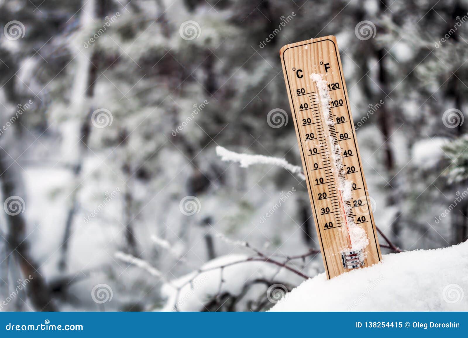 Thermometer with Subzero Temperature Stuck in the Snow in the Winter ...