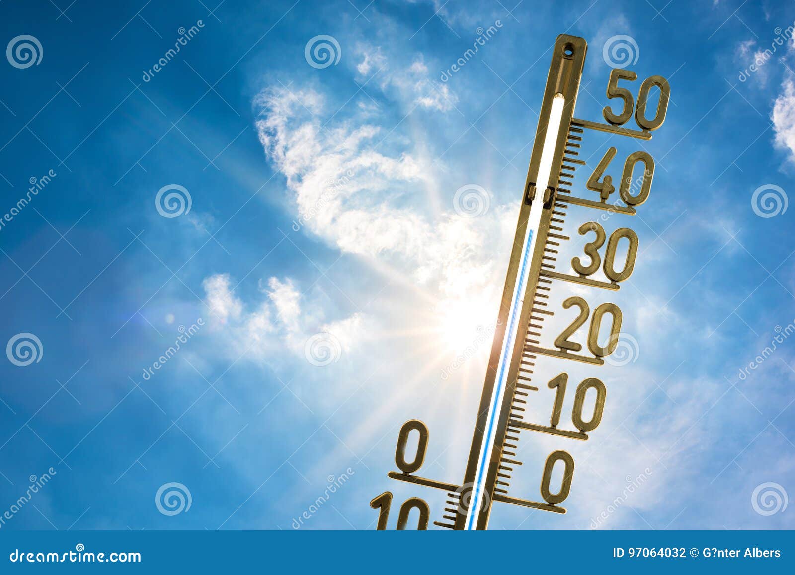 Thermometer in the Summer Sun Stock Photo - Image of heat, weather ...