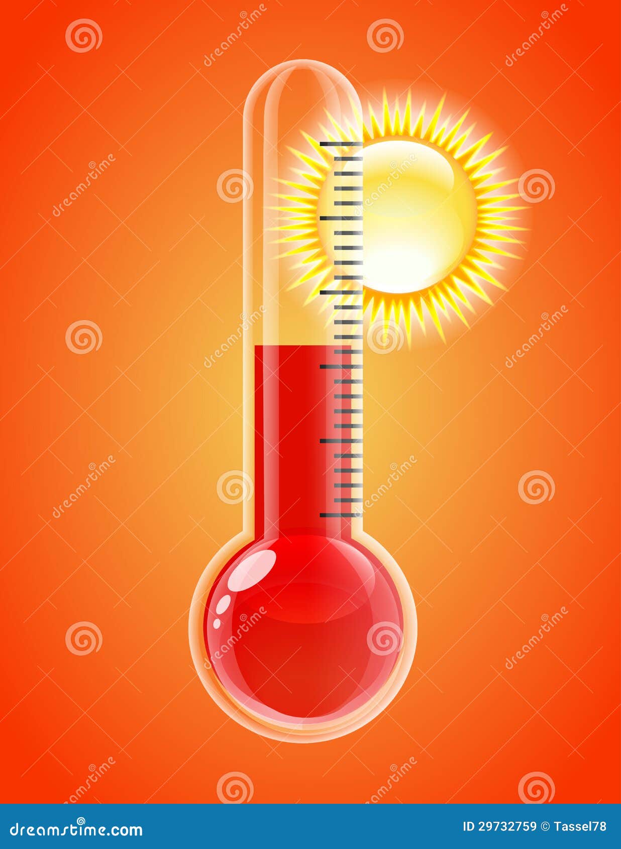 Thermometer with Sun. Hot Weather Stock Vector - Illustration of ...