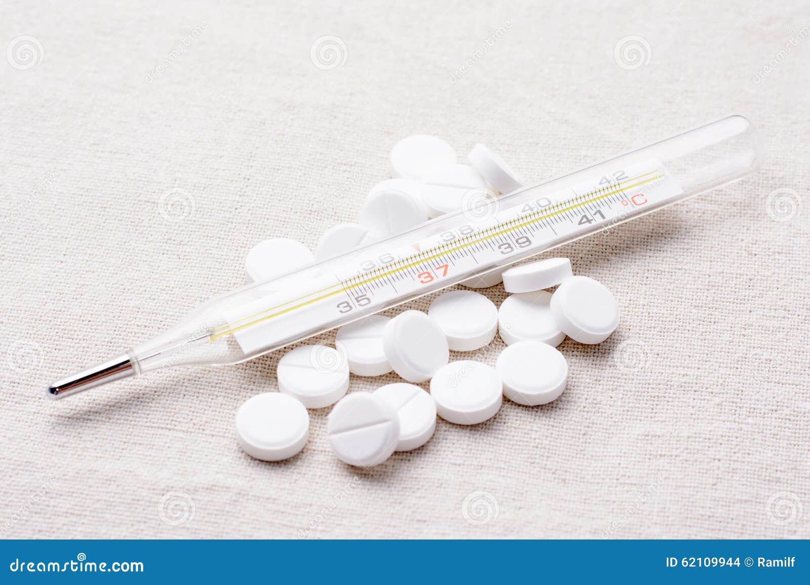 Thermometer and tablets stock photo. Image of pain, drug - 62109944