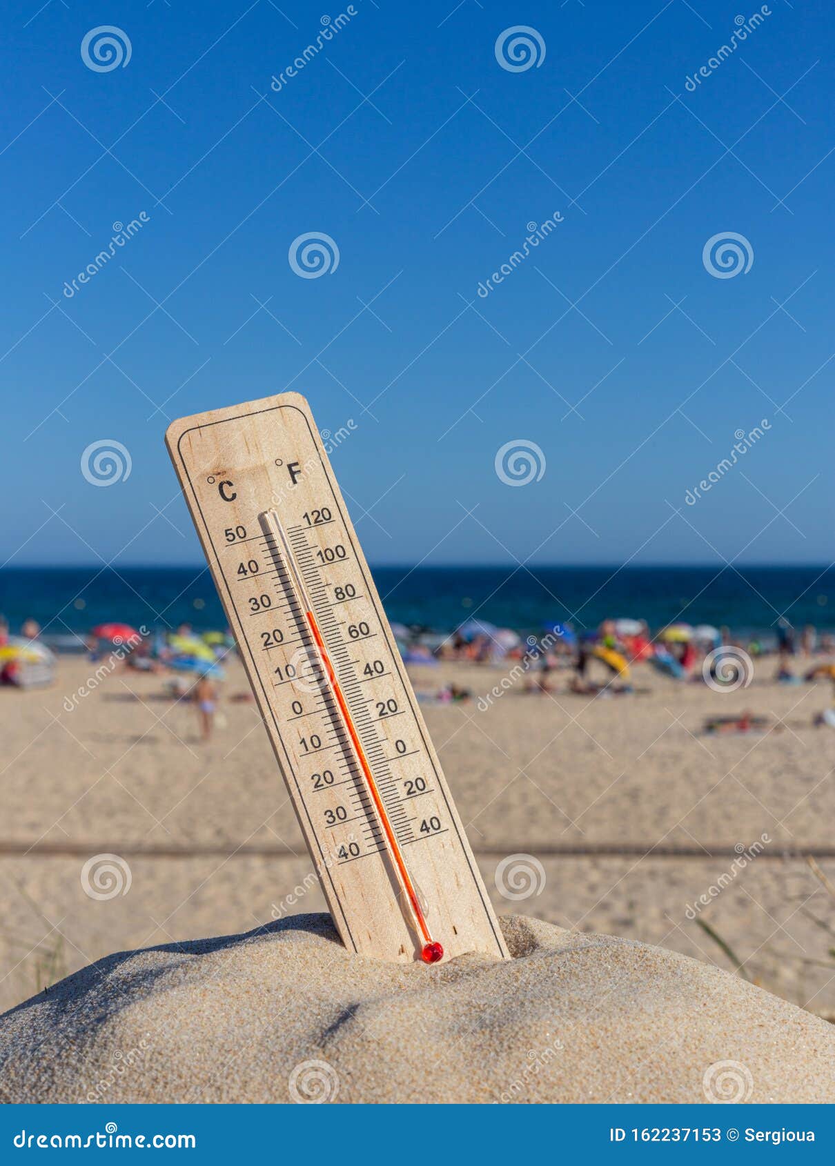 Thermometer for the Temperature on the Beach, in the Summer in the Heat ...