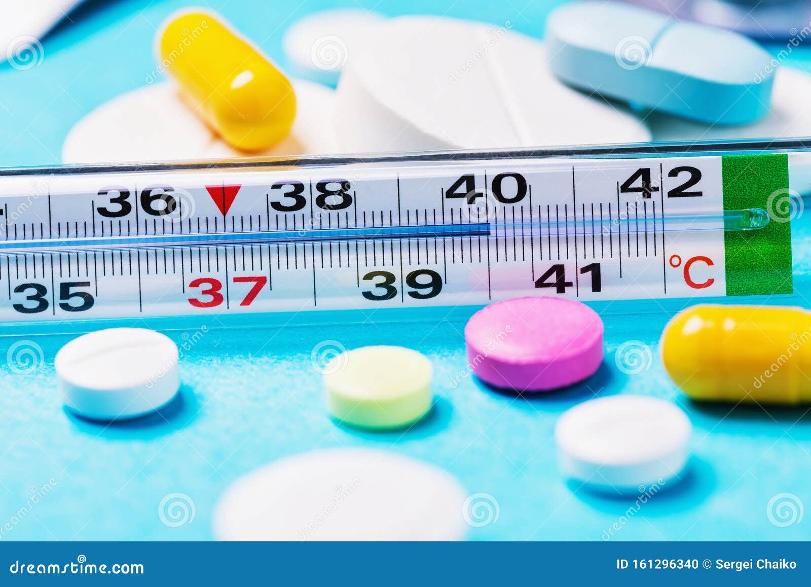 Thermometer with a Temperature of 40 Degrees on the Background of ...