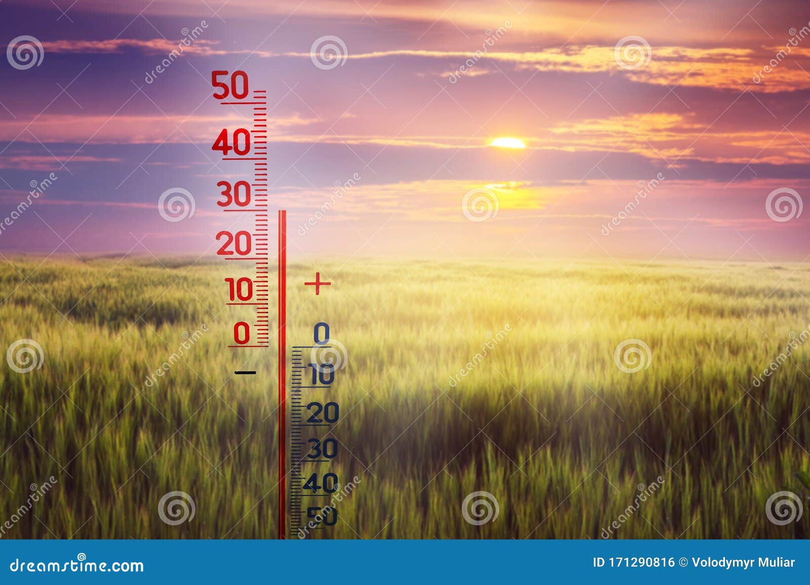 Thermometer with a Temperature of 30 Degrees Celsius on a Background of ...