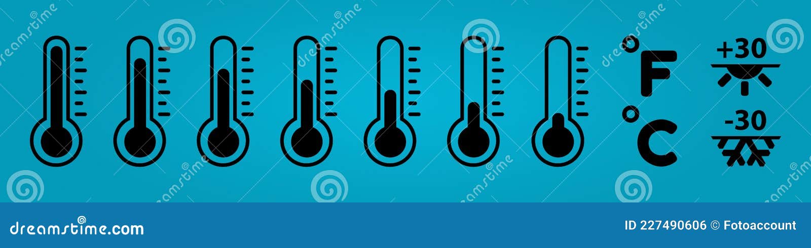 Thermometer Temperature Icon Set - Vector Illustrations - Isolated on ...