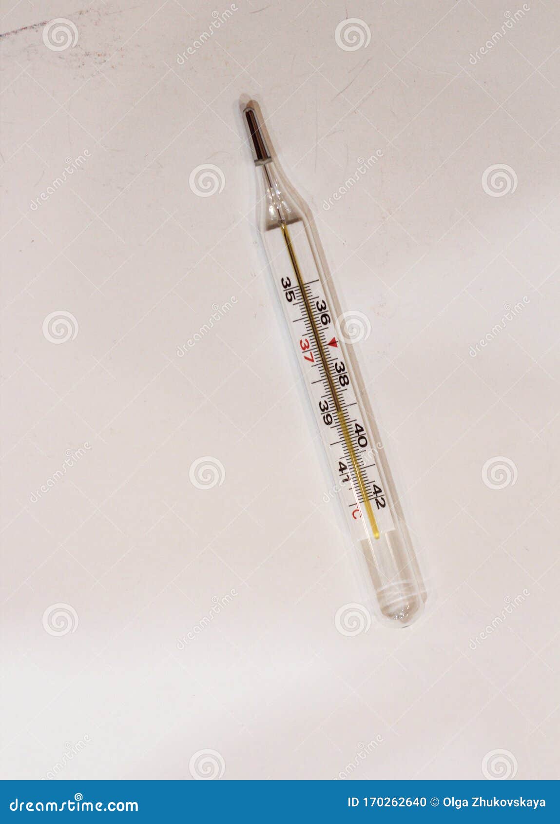 Thermometer with Temperature 39 on White Background Stock Photo - Image ...