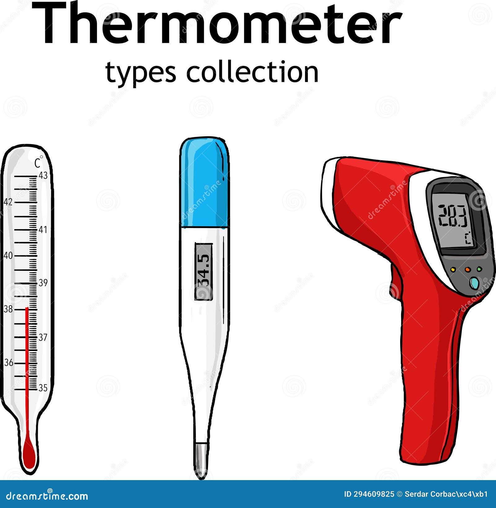 Thermometer Types Collection Vector Illüstration Set Stock Vector ...