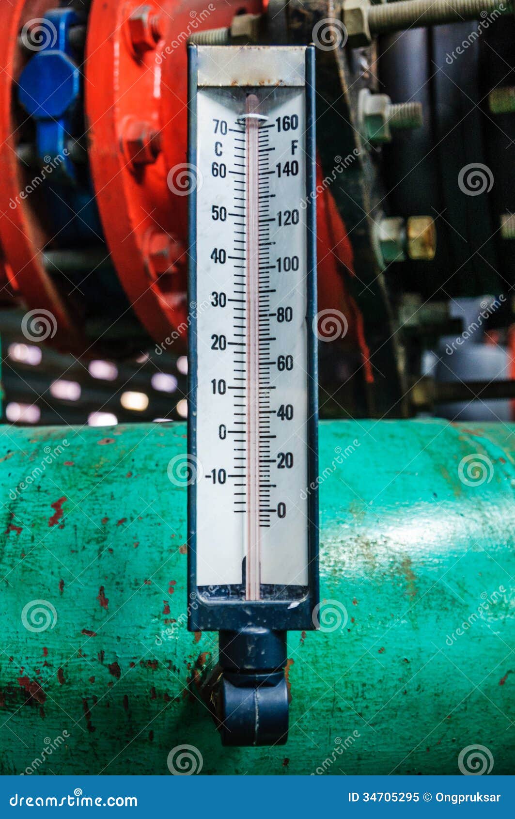A Thermometer Using Water Pipe Stock Image - Image of reading ...