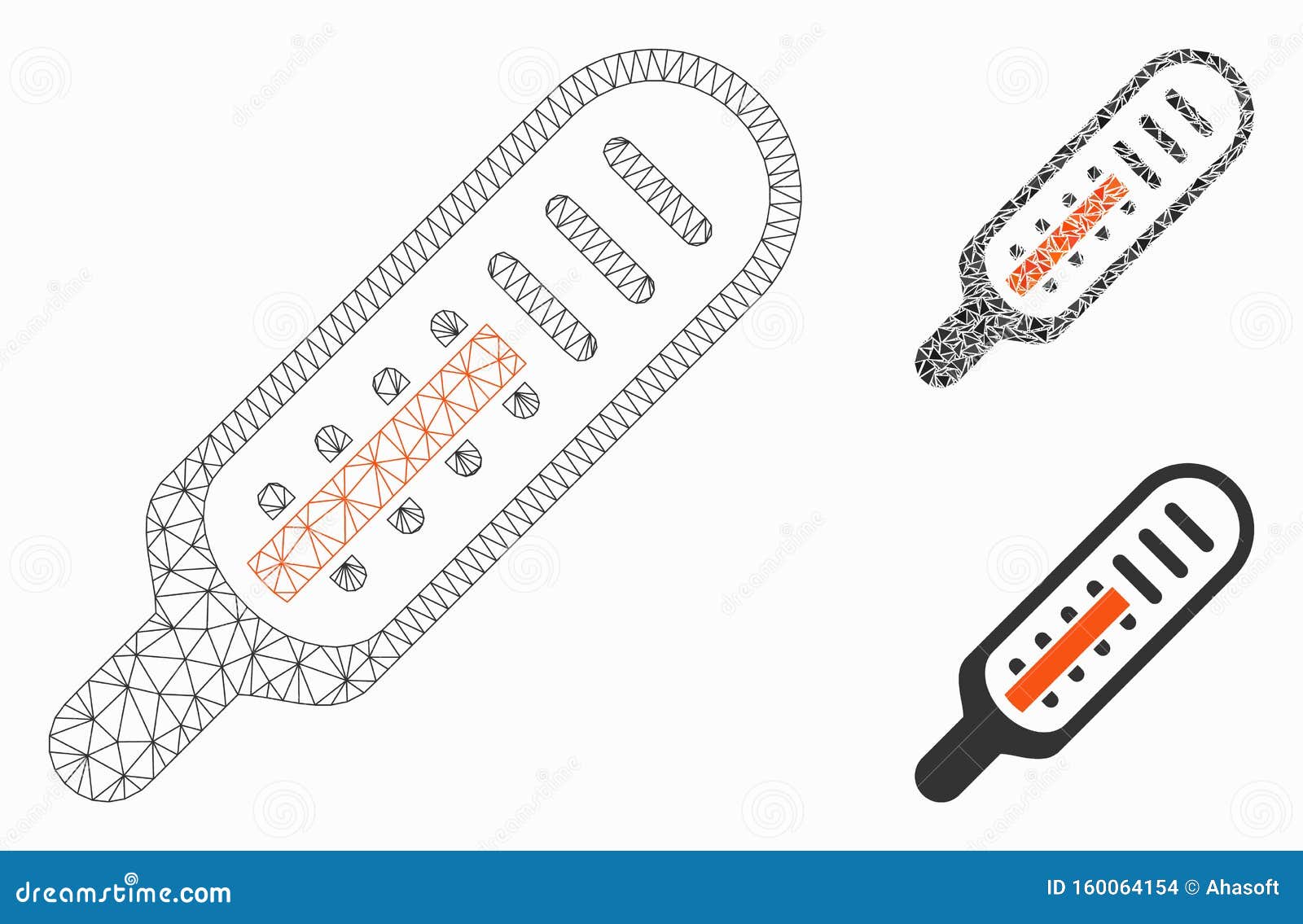 Thermometer Vector Mesh Wire Frame Model and Triangle Mosaic Icon Stock ...