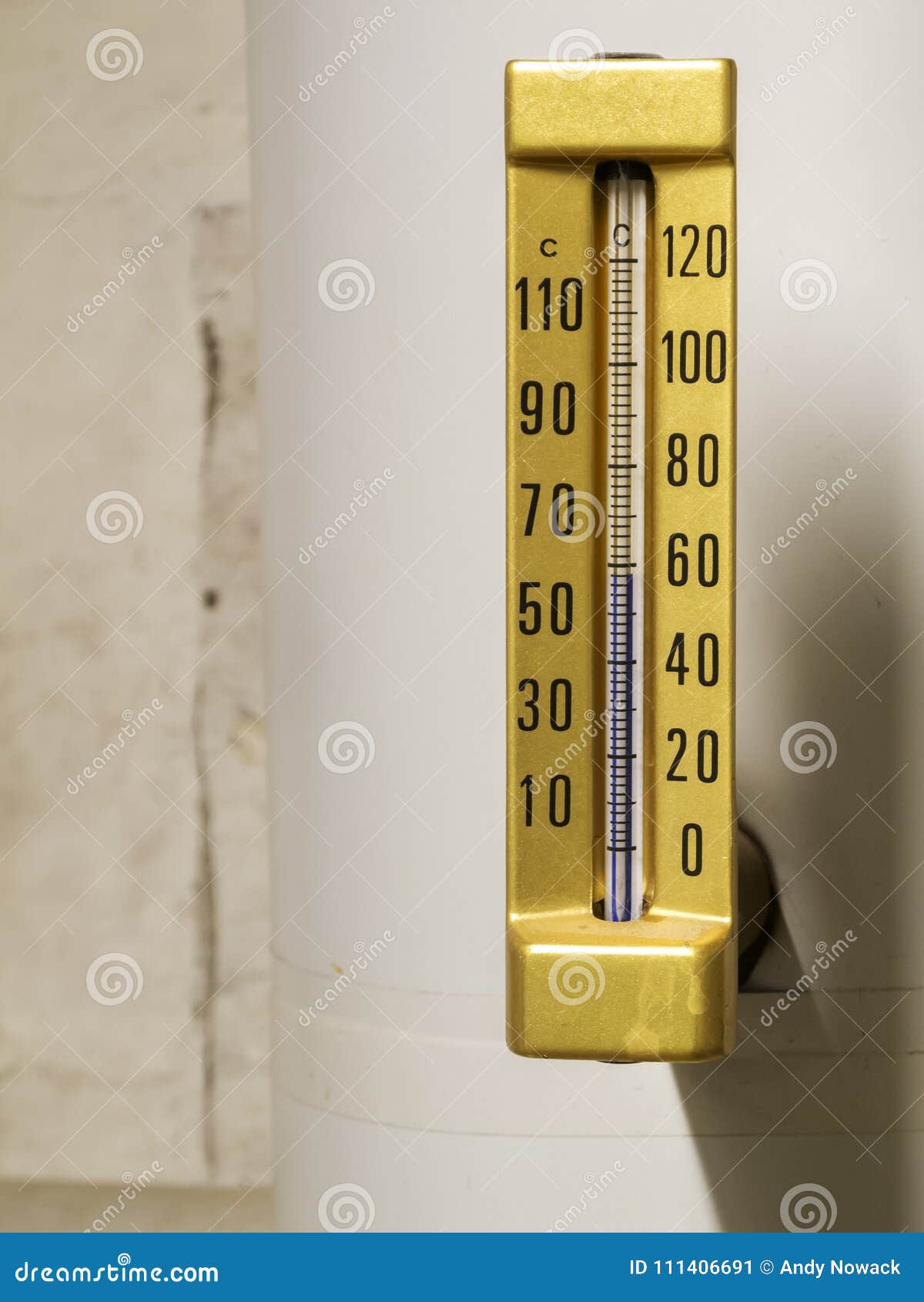 Thermometer Vertical on a Pipe Stock Image - Image of metering ...
