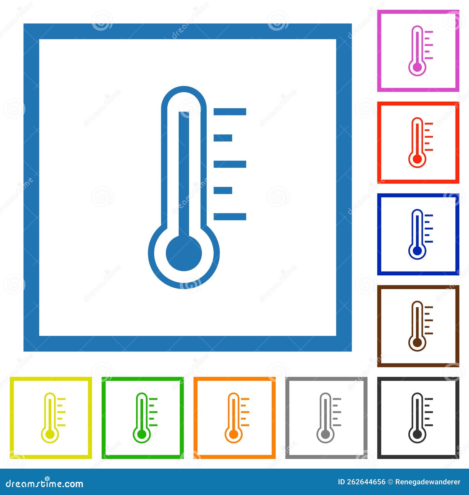 Thermometer Warm Temperature Flat Framed Icons Stock Vector ...