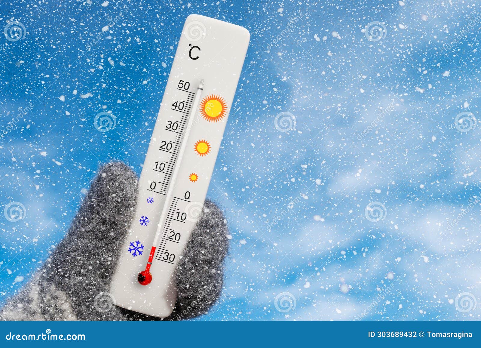 White Celsius Scale Thermometer in Hand. Ambient Temperature Minus 25 ...