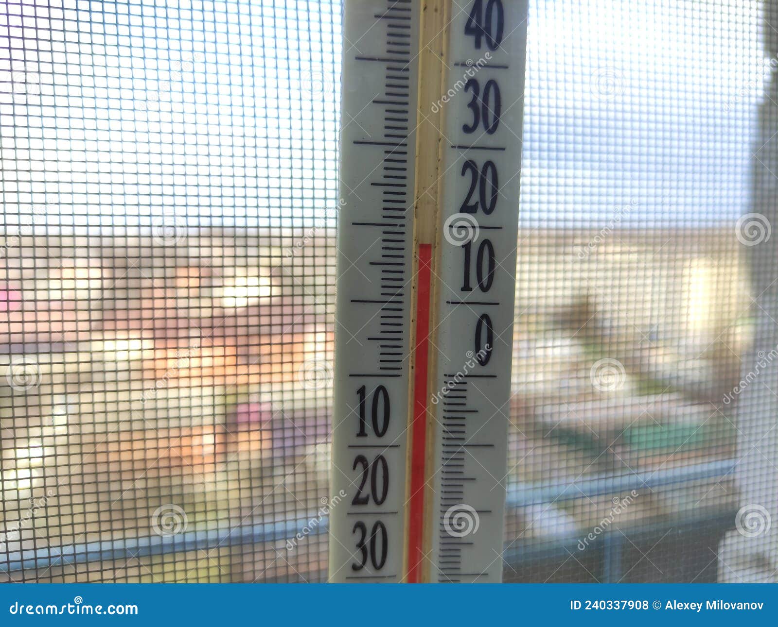 Thermometer on the Window Showing the Temperature Plus 18 Degrees ...