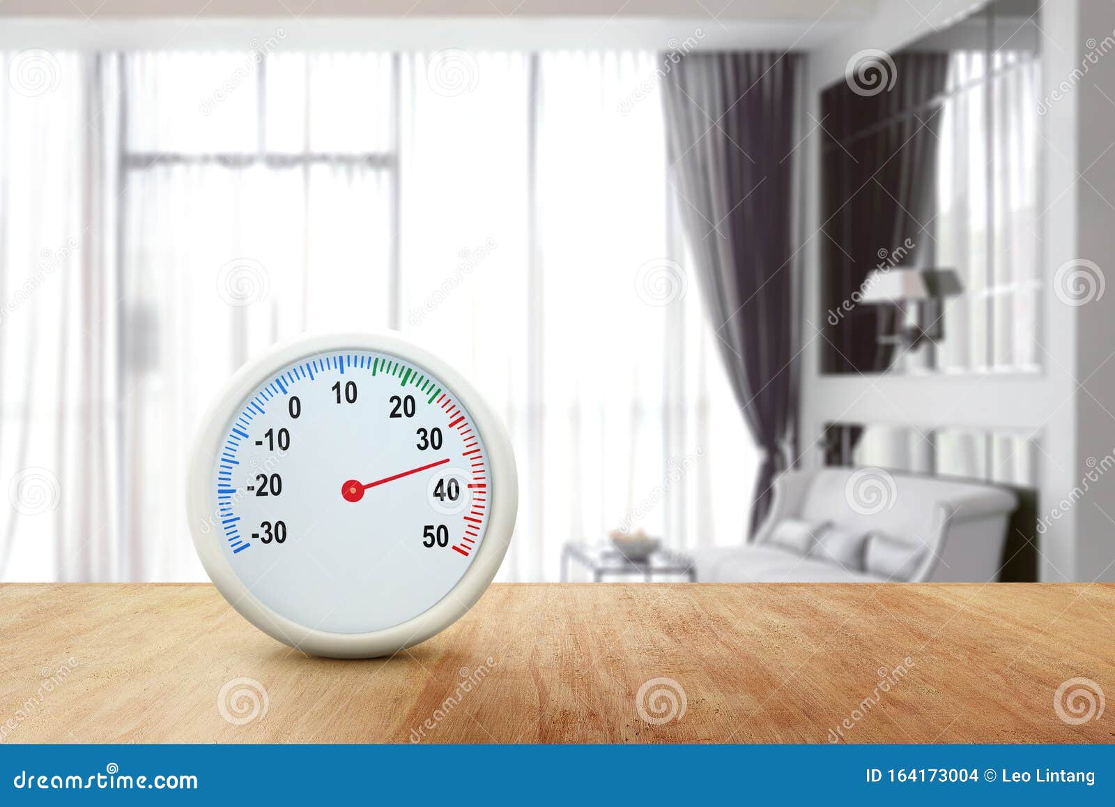 The Thermometer on a Wooden Table Measuring the Temperature Inside the ...