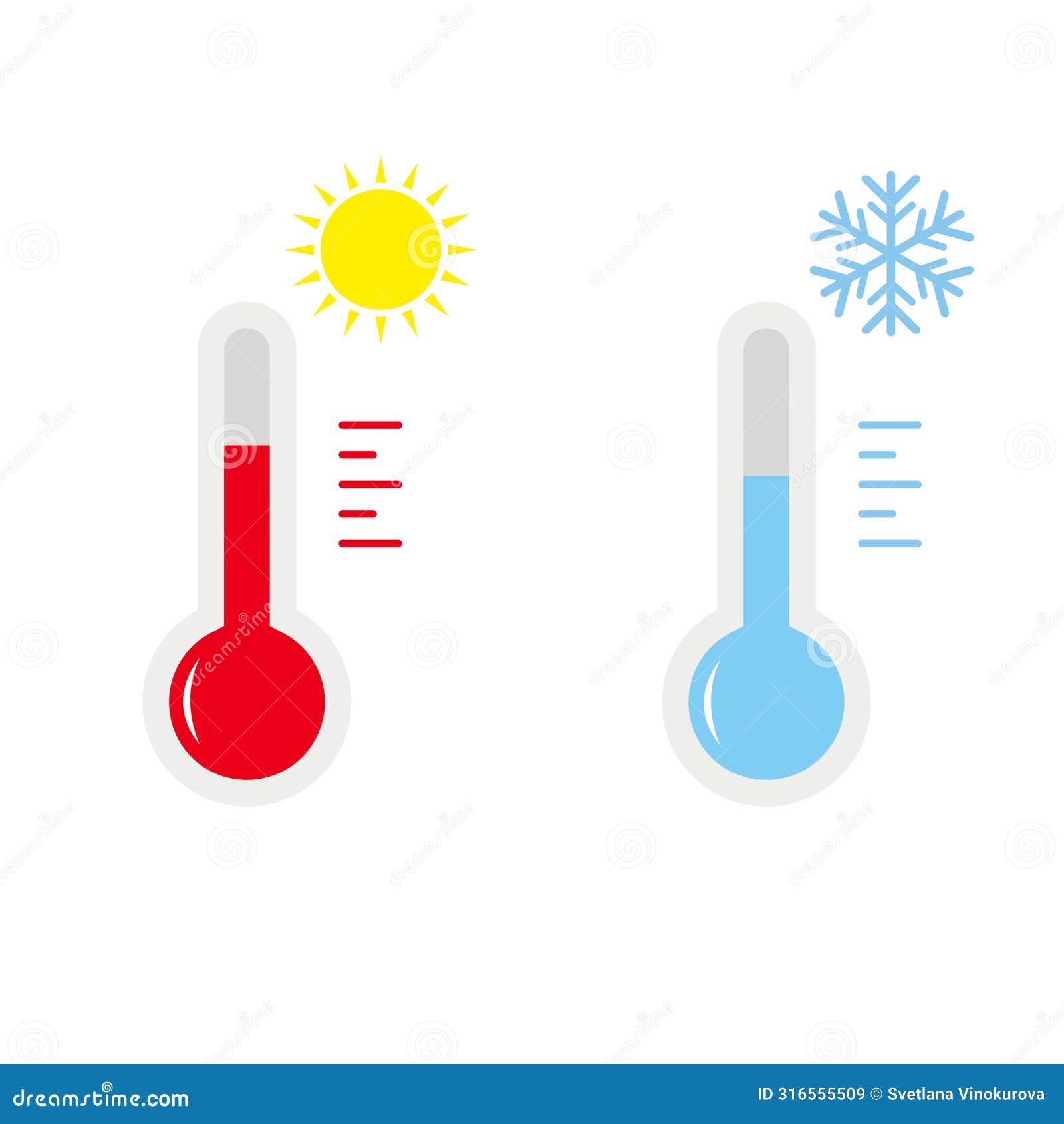Thermometers Hot and Cold Weather, Vector Illustration. Stock Vector ...