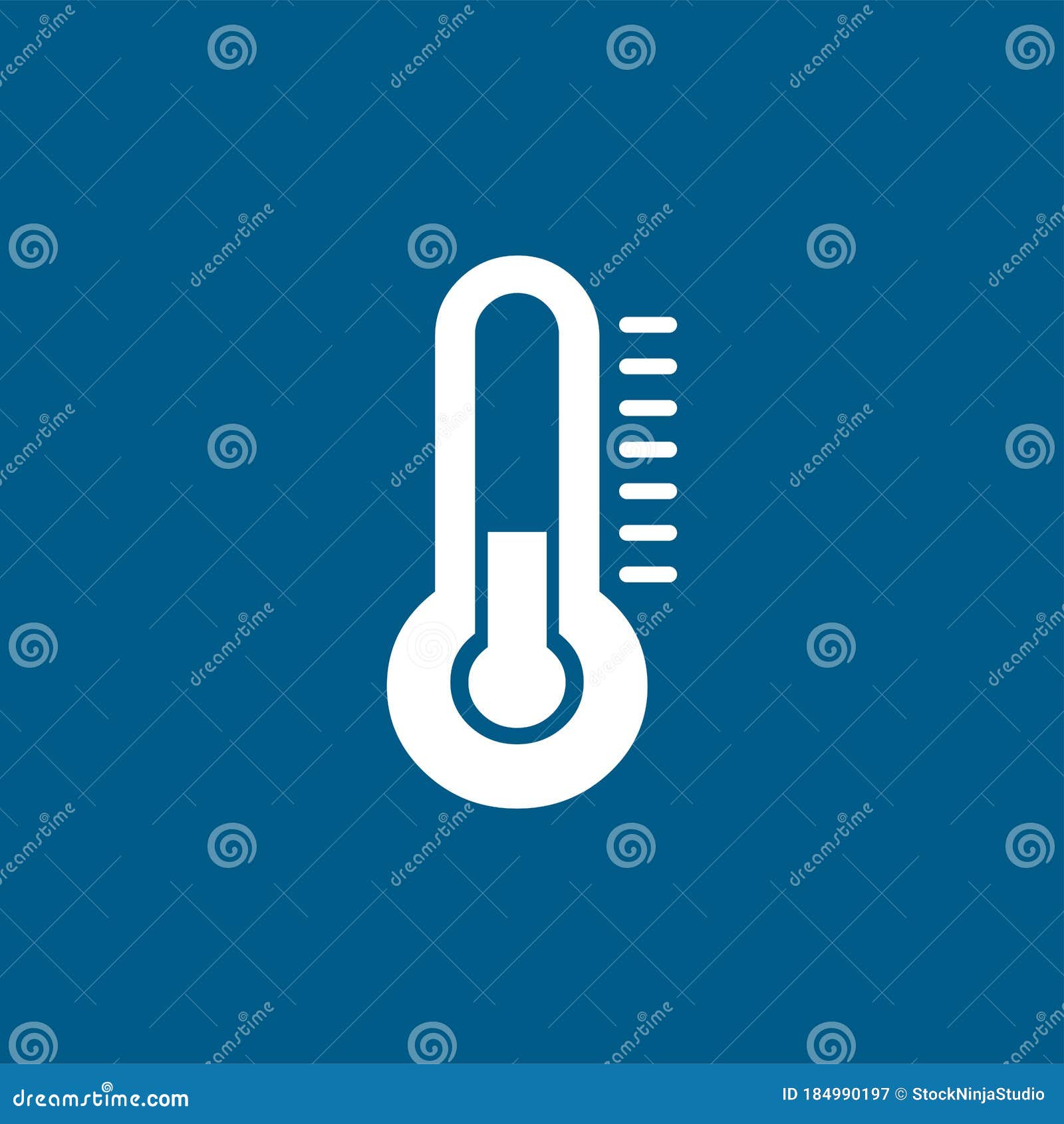 Thermometers Icon on Blue Background. Blue Flat Style Vector ...