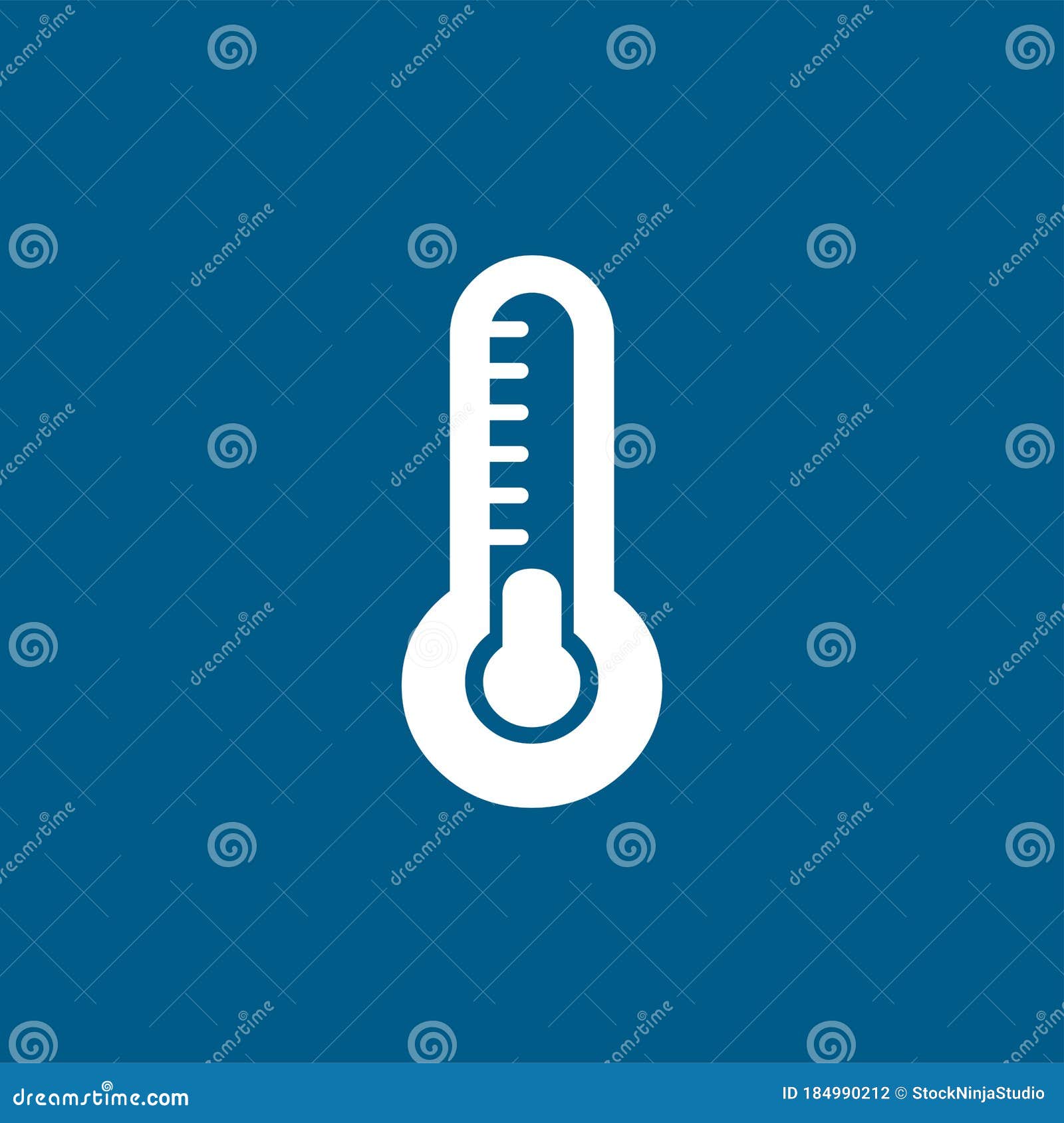 Thermometers Icon on Blue Background. Blue Flat Style Vector ...