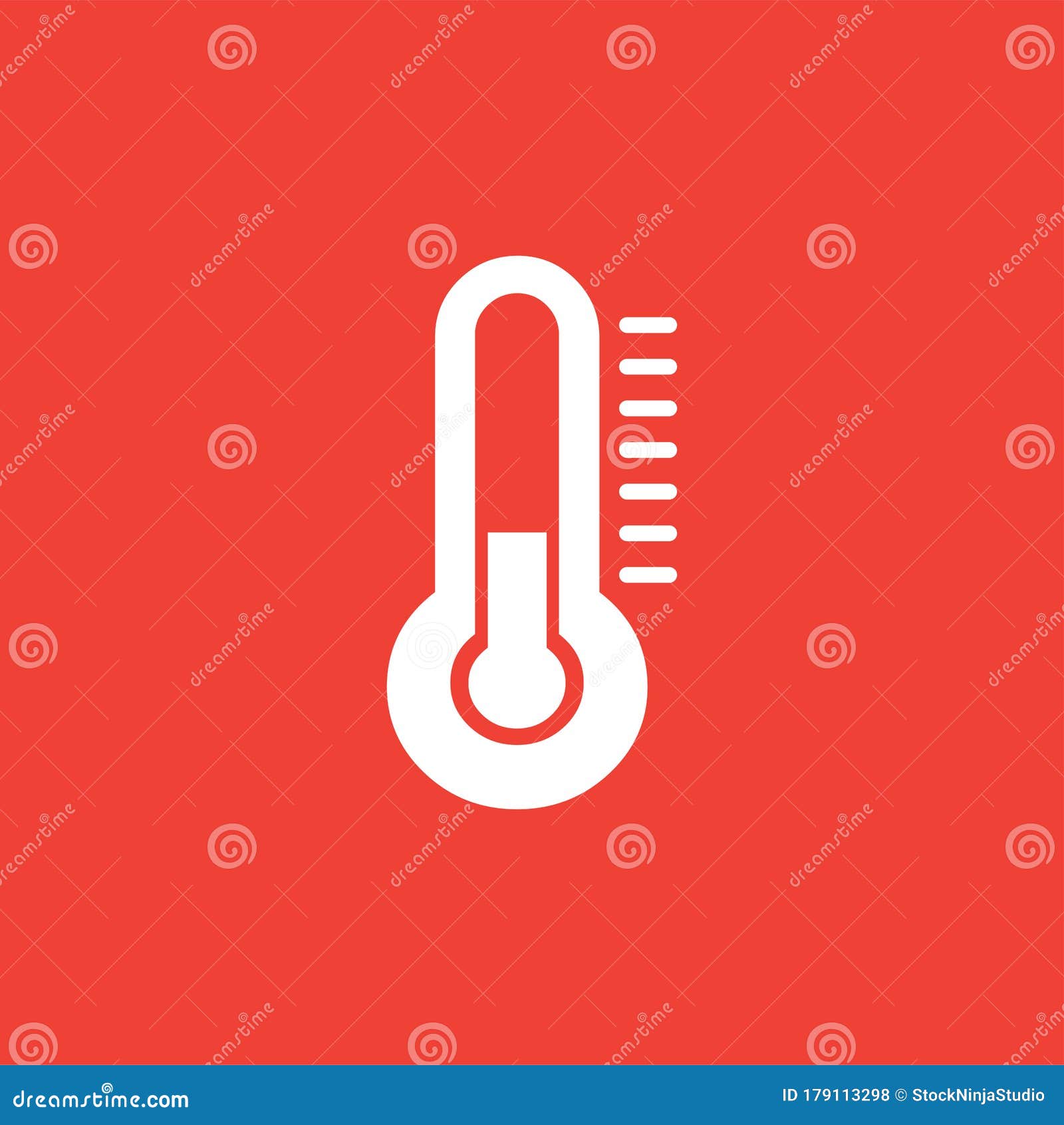 Thermometers Icon on Red Background. Red Flat Style Vector Illustration ...