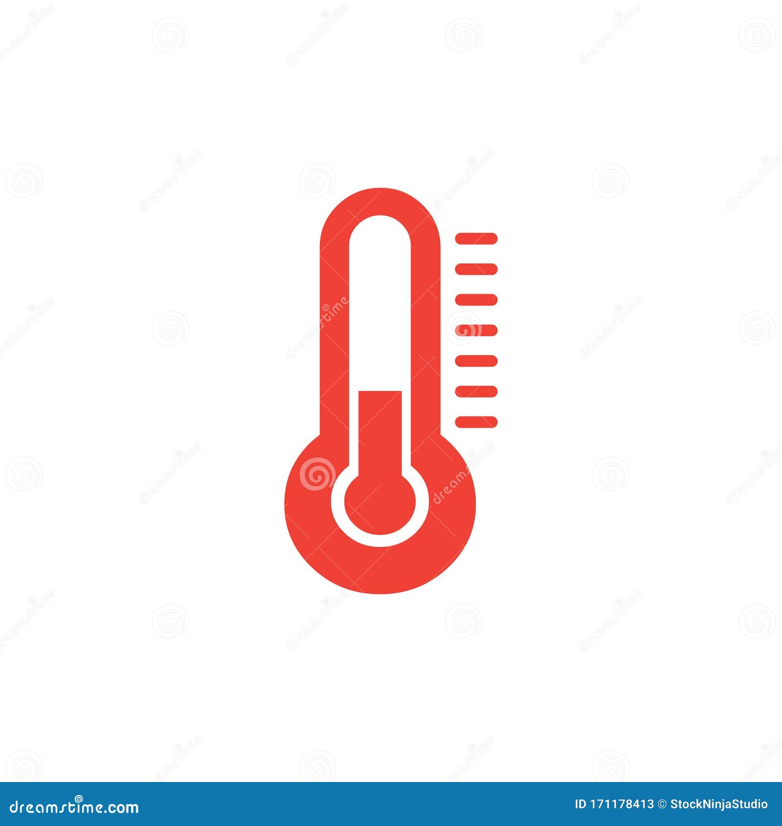 Thermometers Red Icon on White Background. Red Flat Style Vector ...