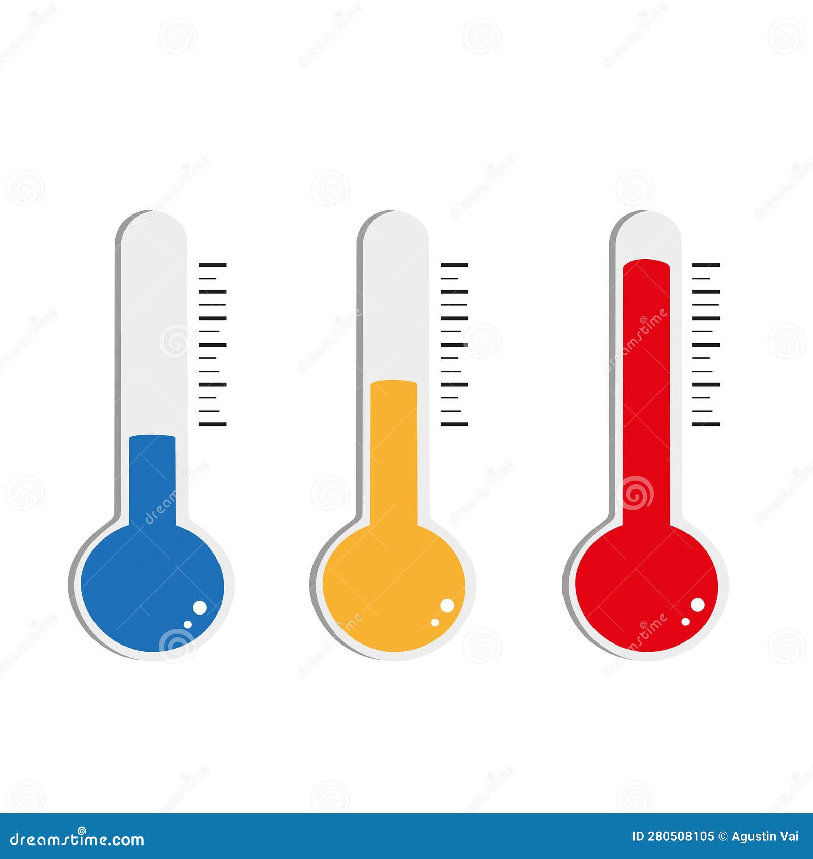 Thermometers Showing Hot, Warm And Cold Temperatures On A White ...