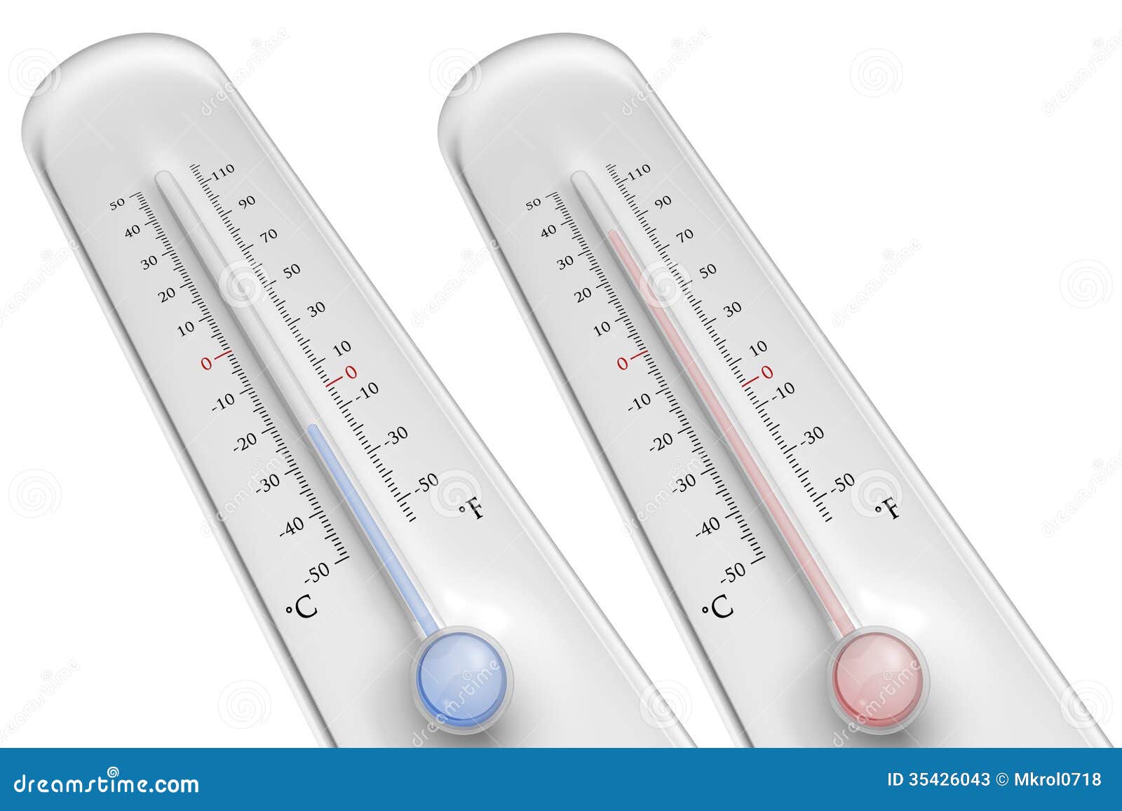 Thermometers on White Background Stock Illustration - Illustration of ...