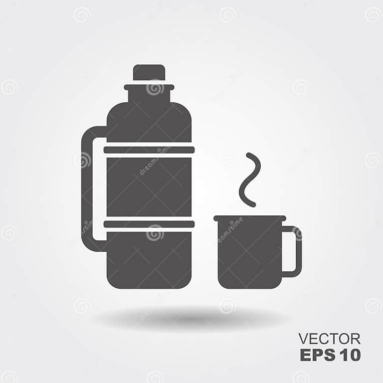 Thermos. Flat Icon with Shadow. Haking Symbol Stock Vector ...