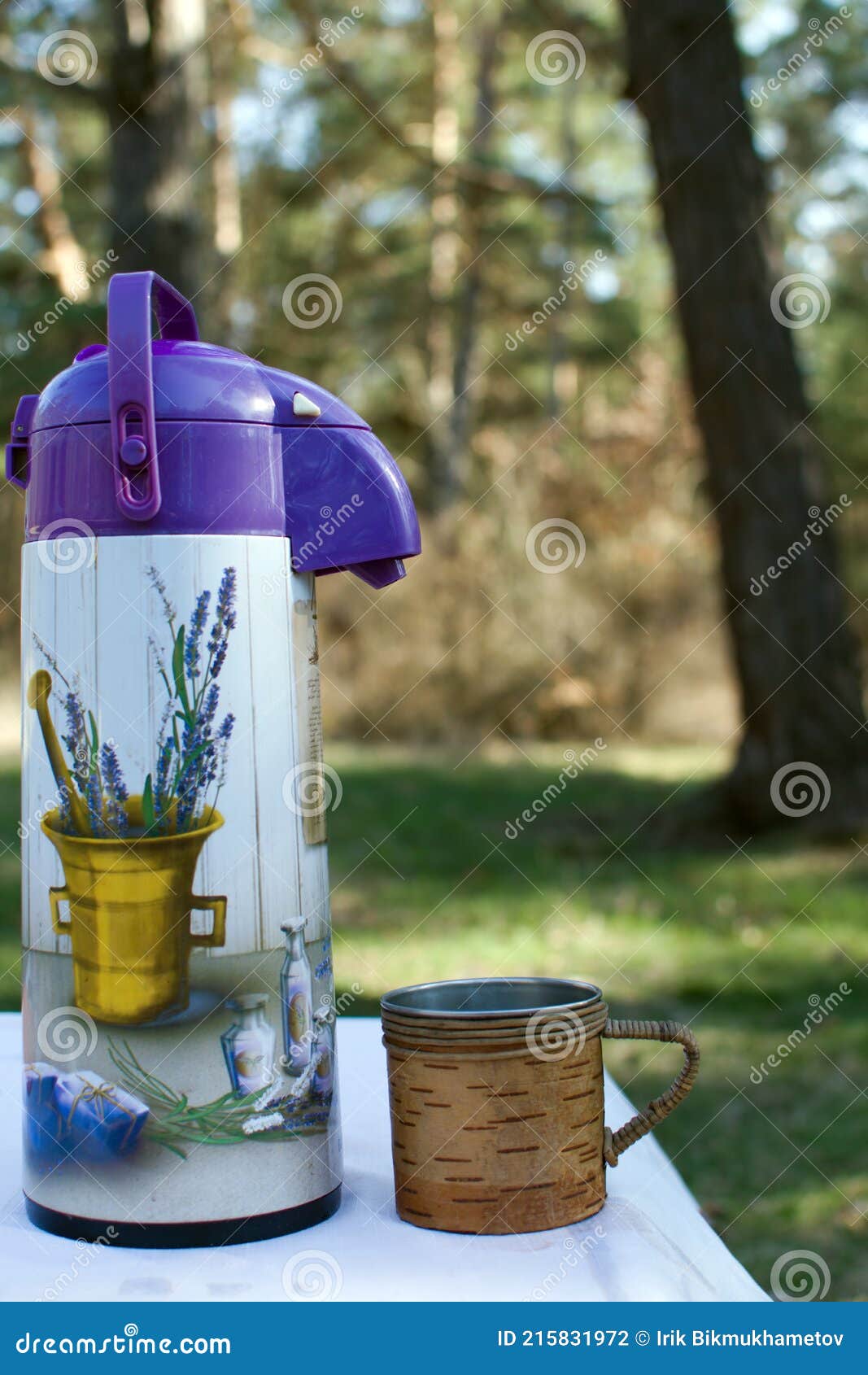 Thermos with Tea and a Mug on Table Editorial Photography - Image of ...