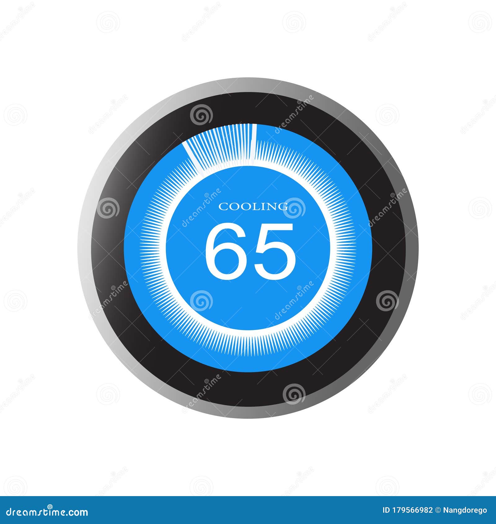 The Temperature 65 Fahrenheit and Cooling Mode on Modern Thermostat ...