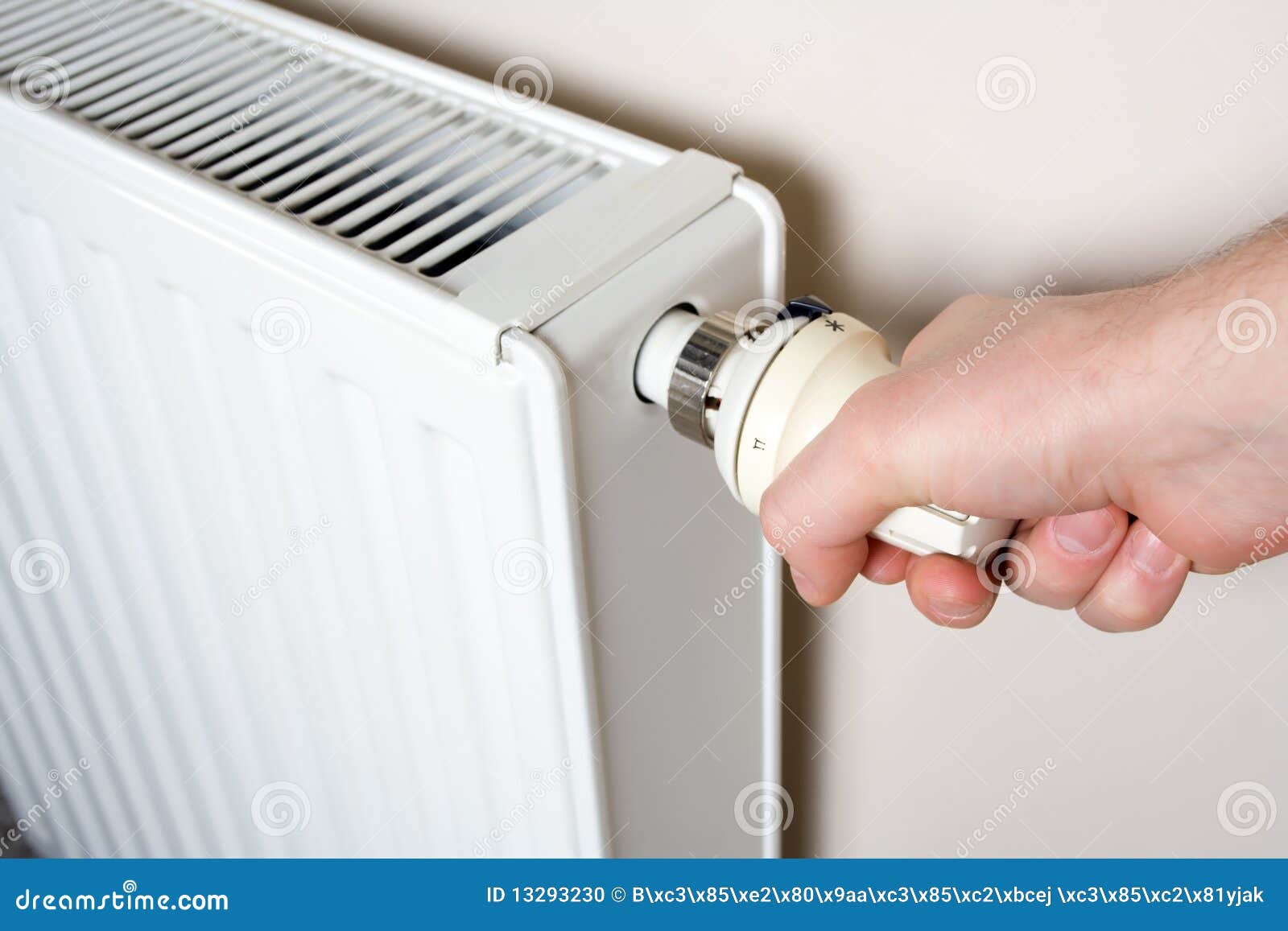 Thermostat Adjustment by Man S Hand Stock Photo - Image of radiator ...