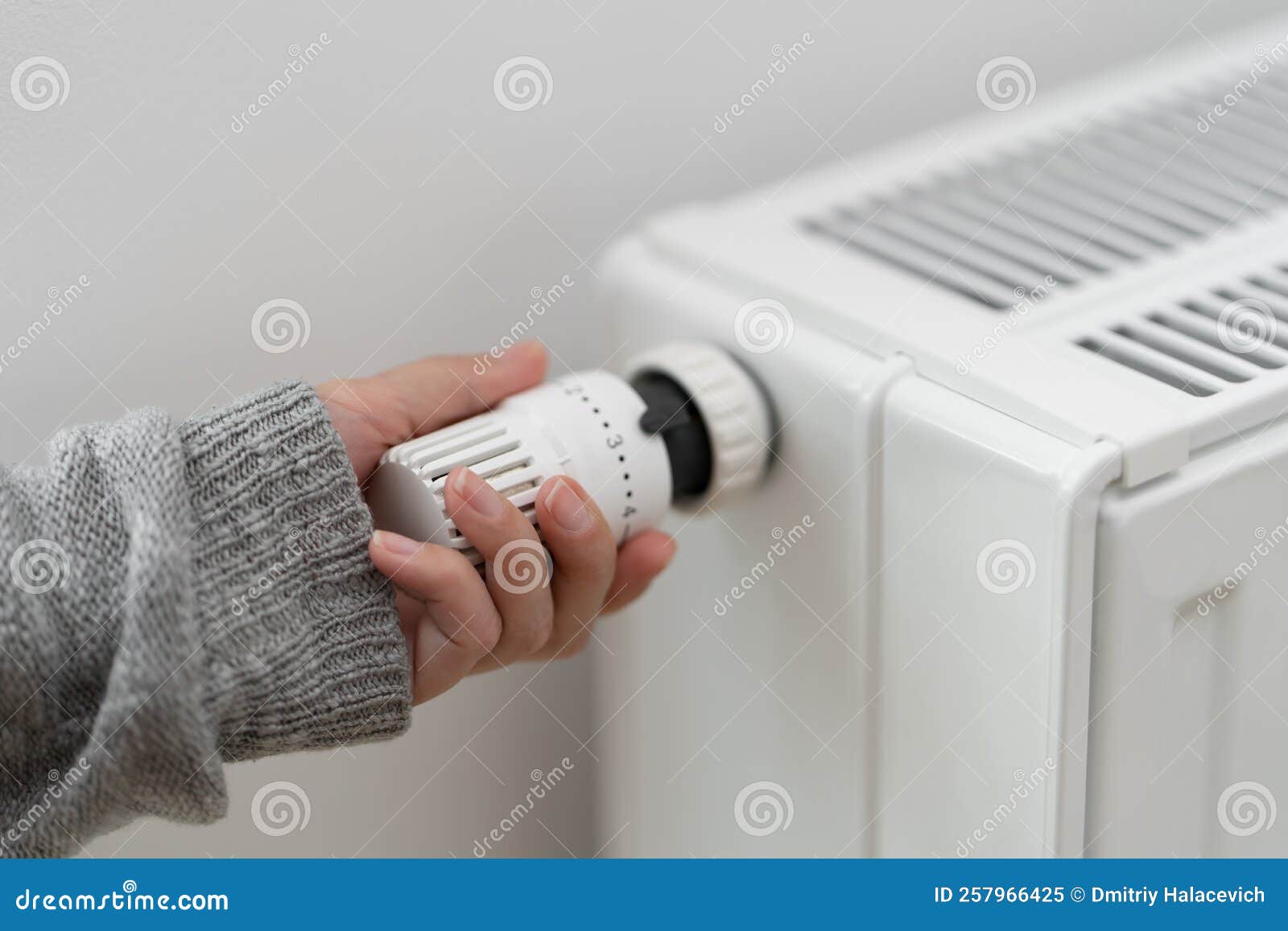The Room Heating Radiator Thermostat is Set To Economy Mode at 50 Power ...