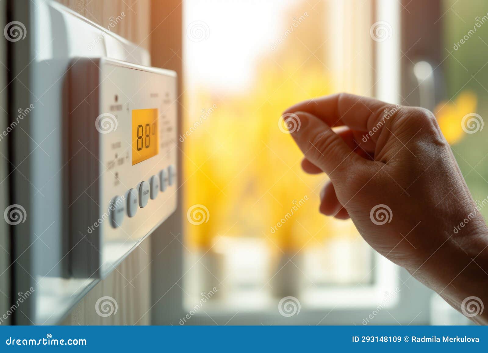 Thermostat with Human Hand, Setting the Temperature Stock Image - Image ...