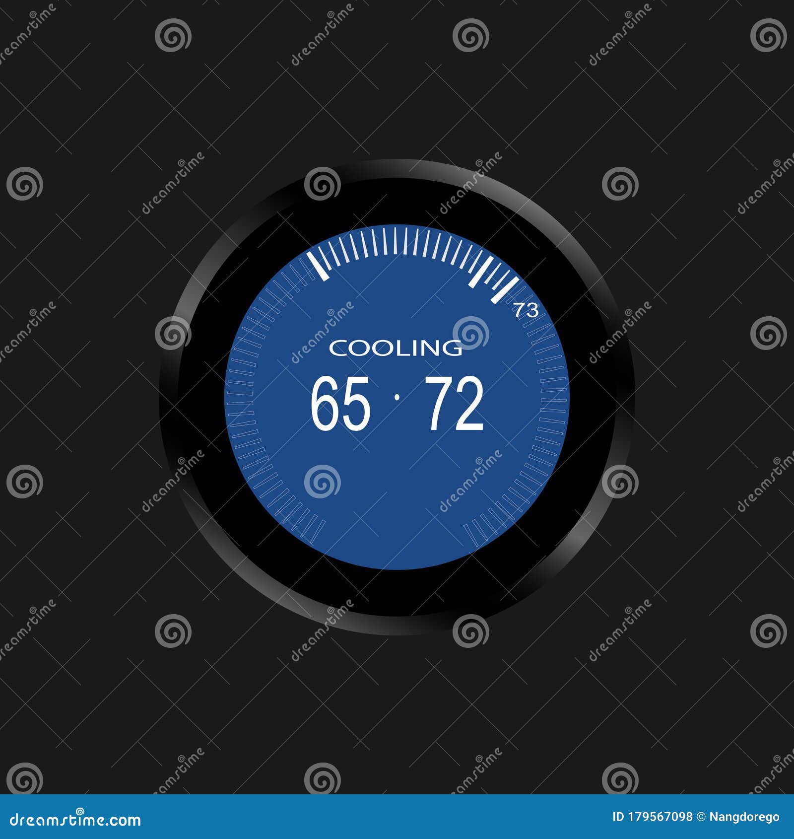 The Temperature 65 Fahrenheit and Cooling Mode on Modern Thermostat ...