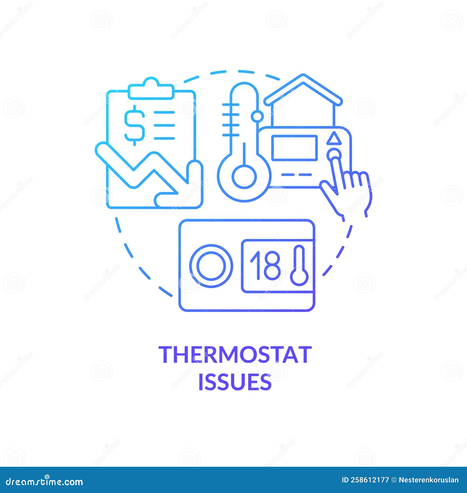 Thermostat Issues Blue Gradient Concept Icon Stock Vector ...