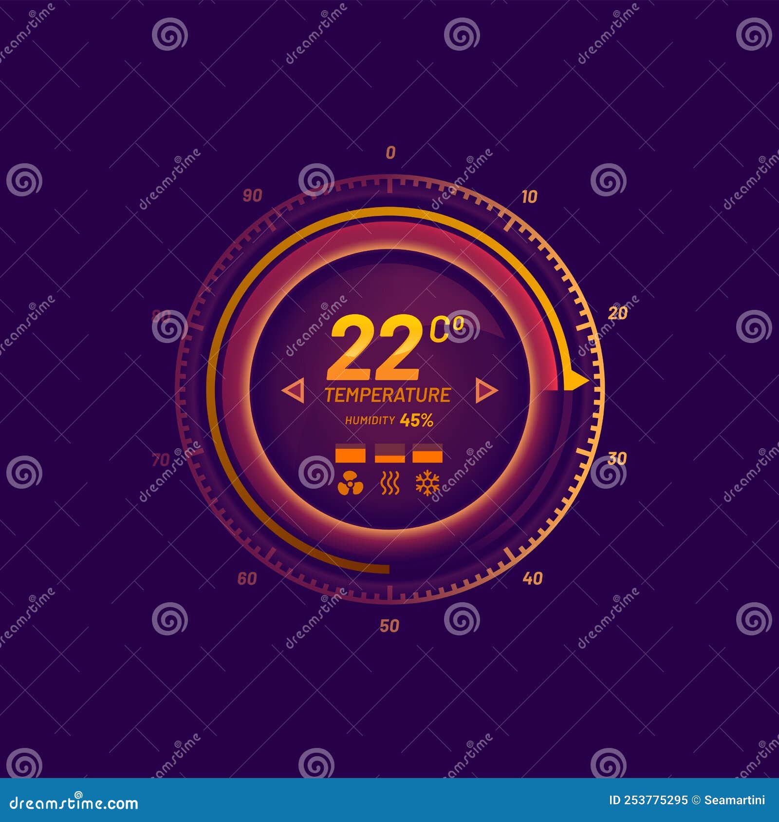 Thermostat or Smart Thermometer Control Dial Stock Vector ...