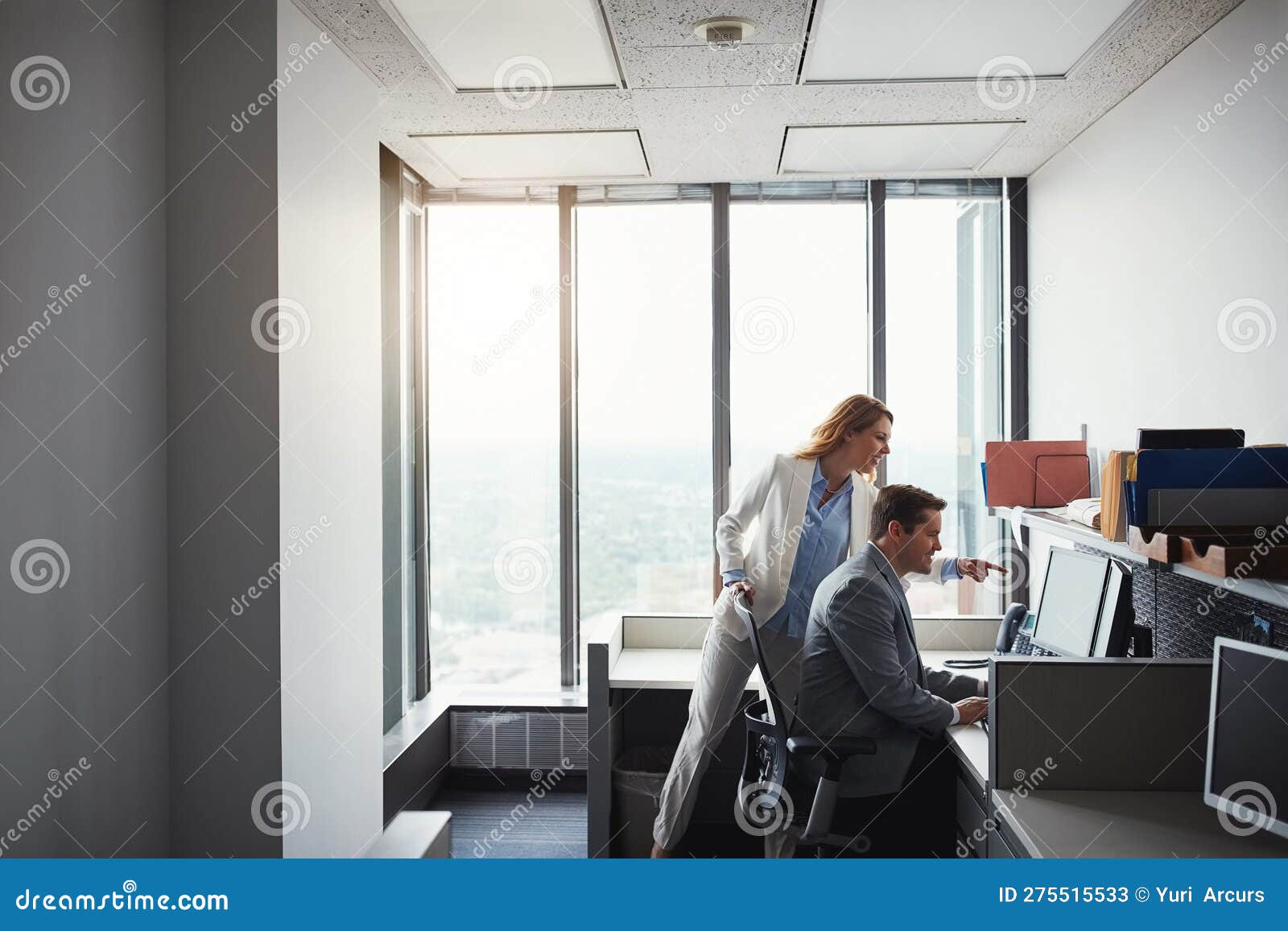 Theyre Making Good Progress on this Case. Woman Standing Behind a Man ...