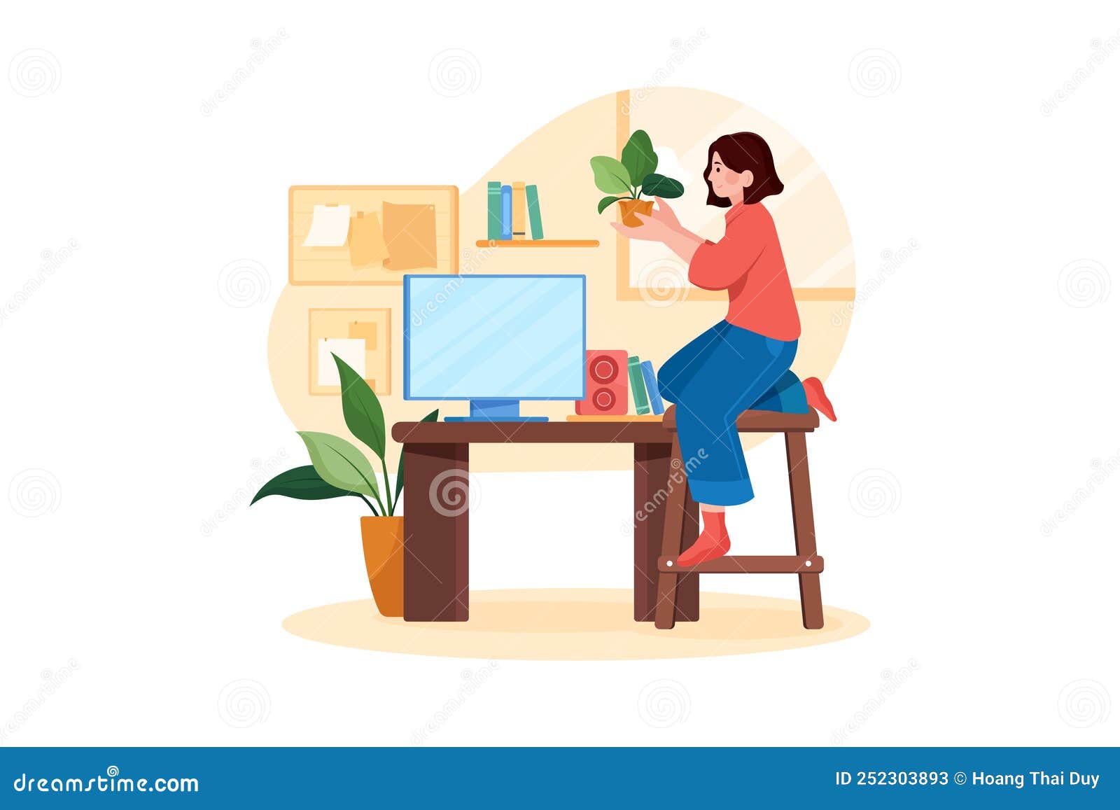 Remote Working Illustration Concept on White Background Stock Vector ...