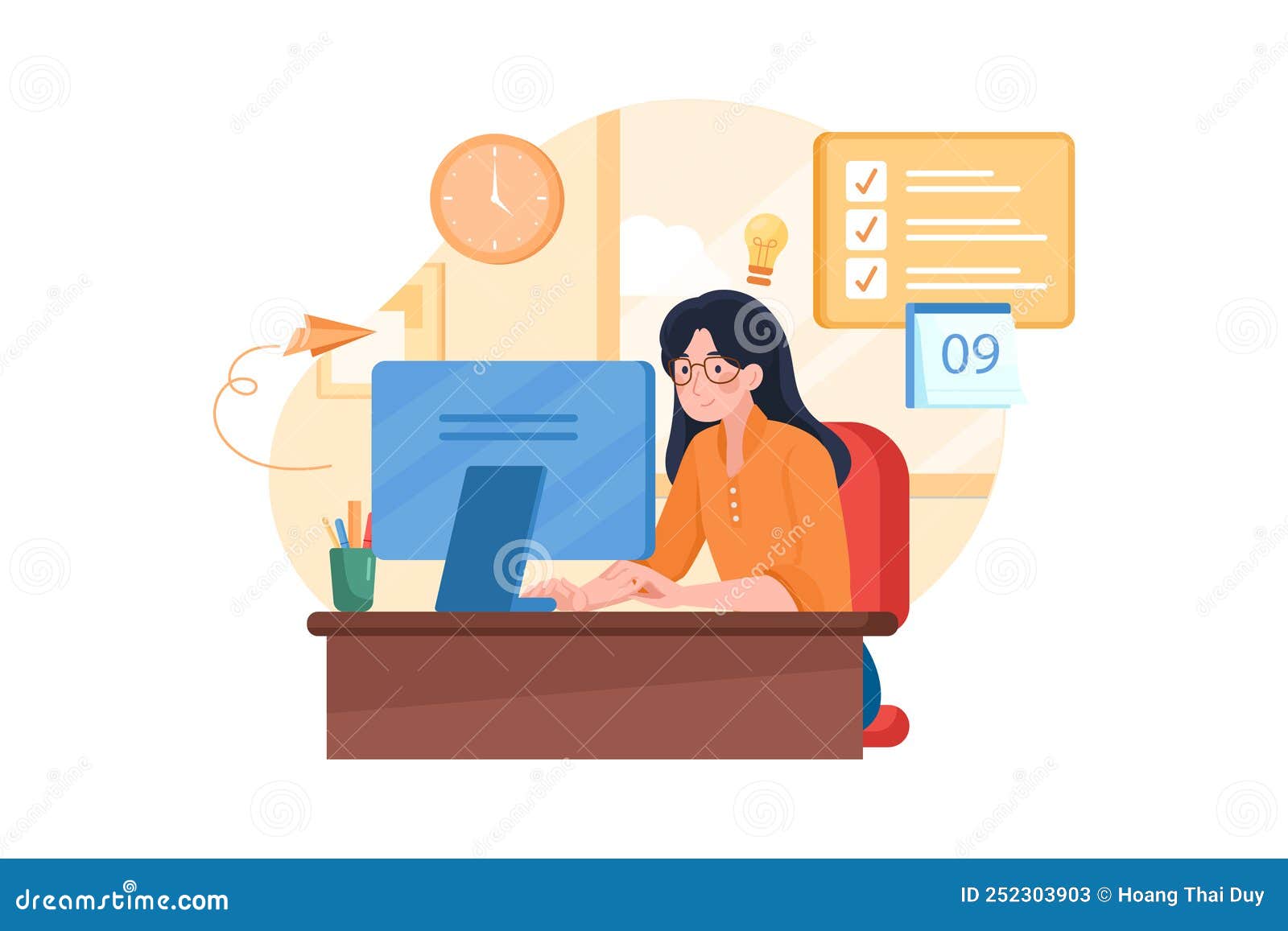 Remote Working Illustration Concept on White Background Stock Vector ...