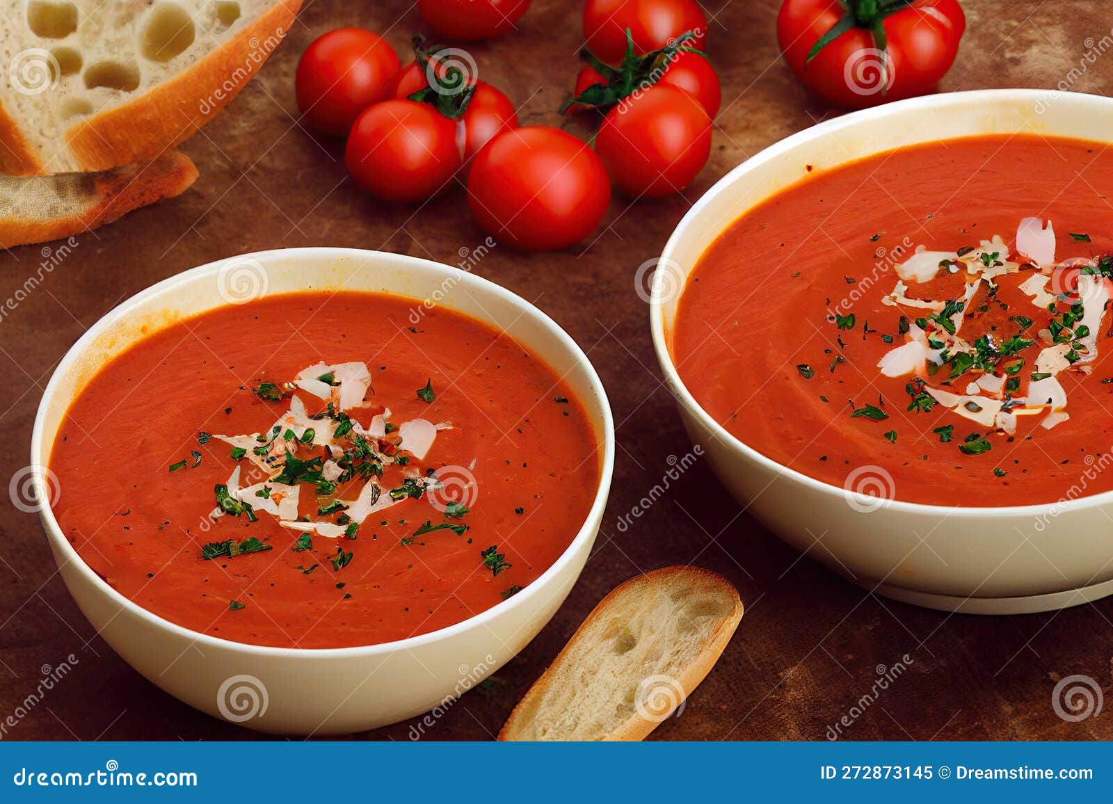 Thick Appetizing Bright Red Gazpacho on Table with Fresh Tomatoes Stock ...