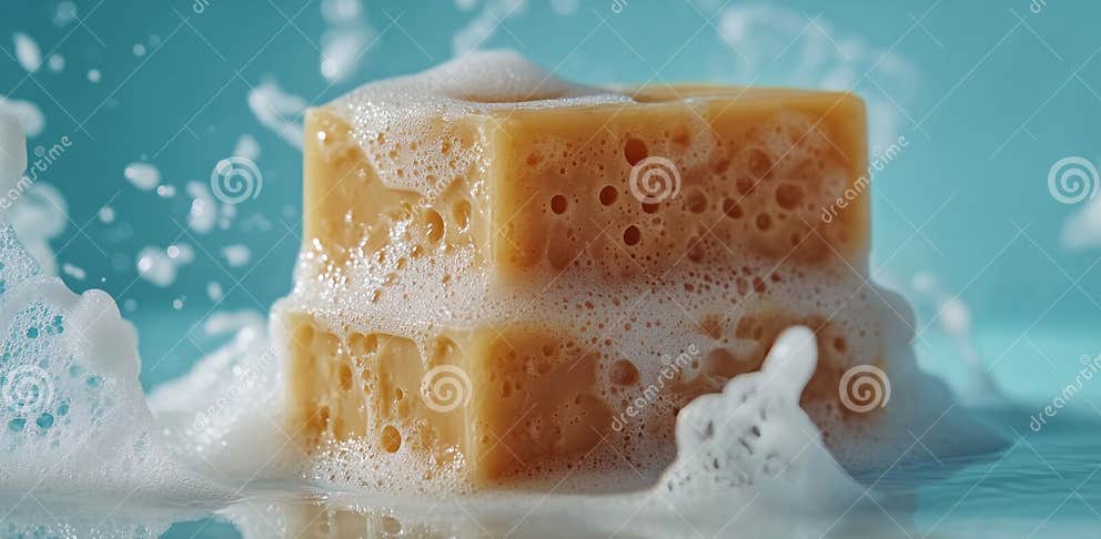 A Thick Bar of Soap Rests Atop a Stack while Surrounded by Frothy ...