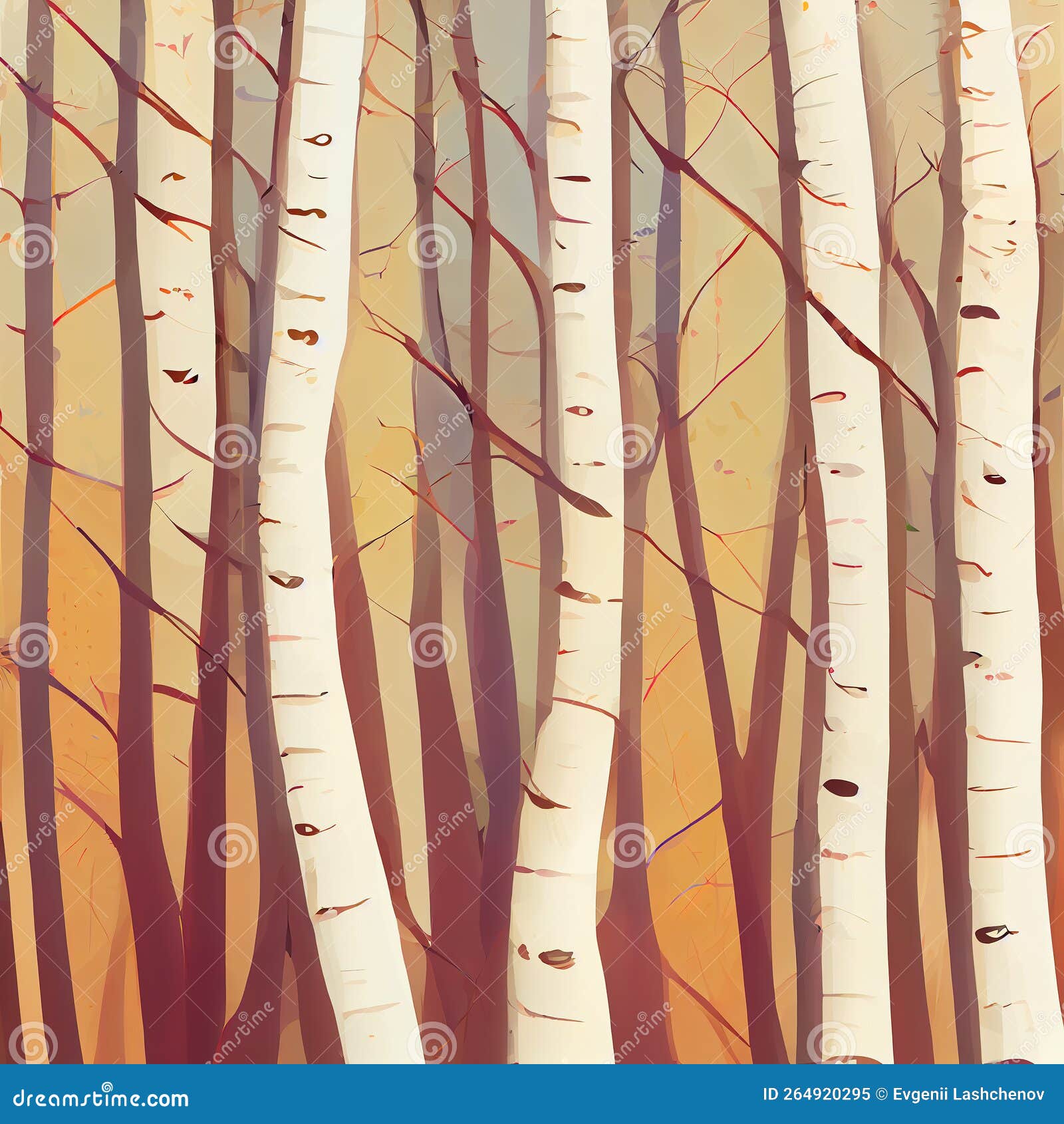 Thick Birch Thicket. Birch Grove Pattern. Birch Trunks Illustration ...