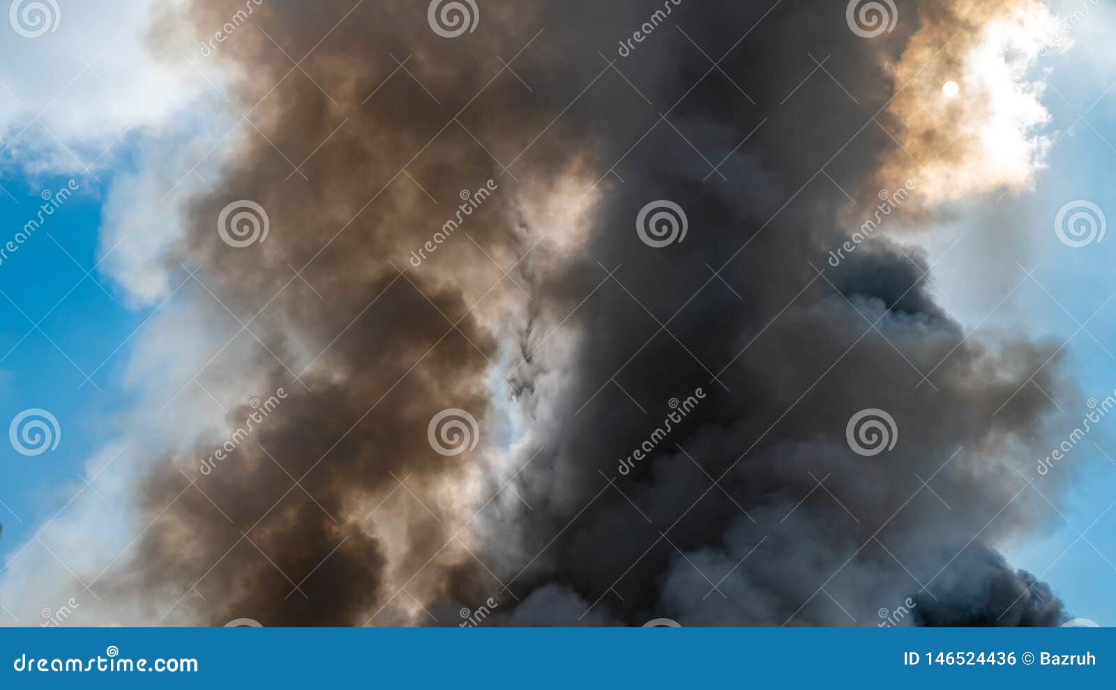Thick Black Acrid Smoke on the Sky Background Stock Photo - Image of ...